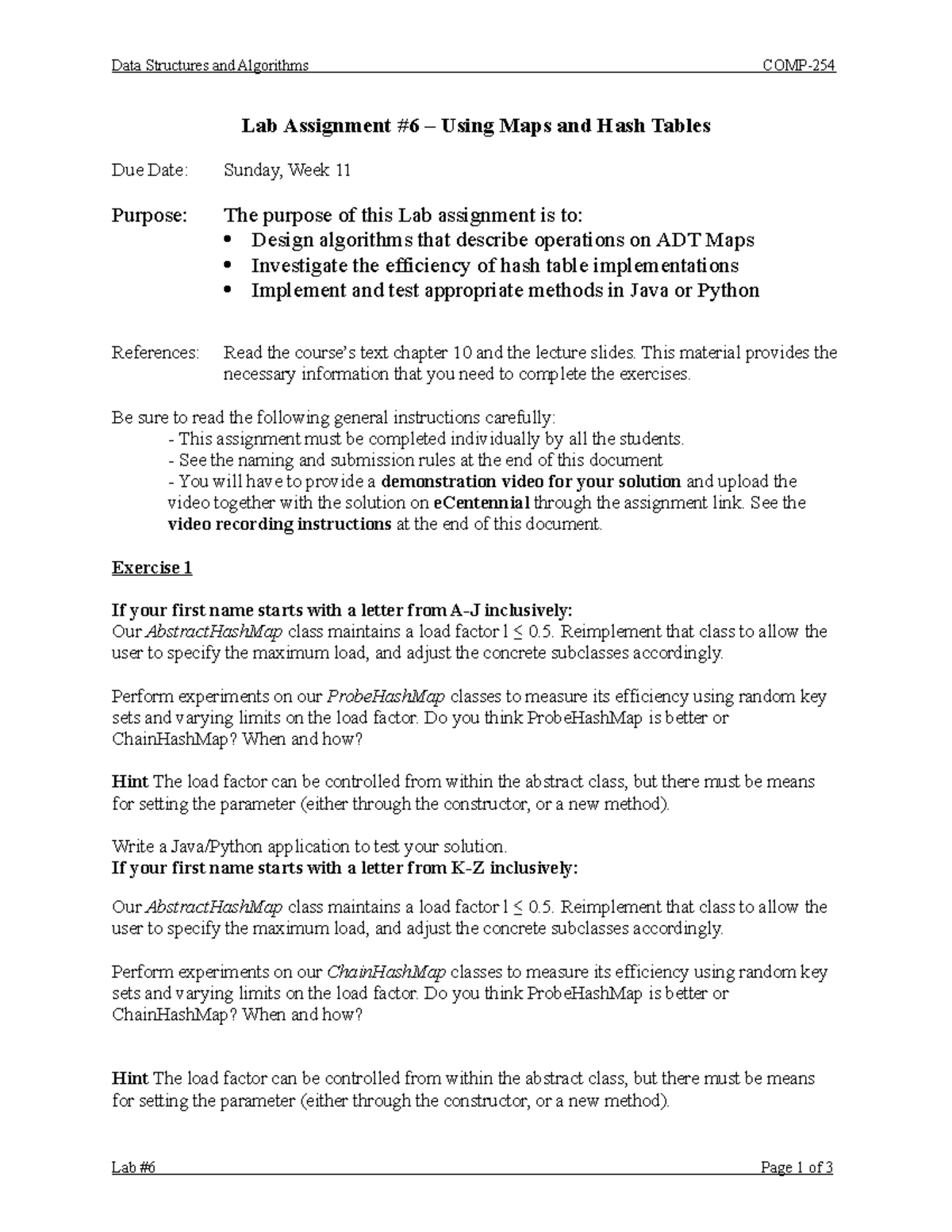 Lab Assignment 6 M21 - lab 6 - Data Structures and Algorithms COMP- Lab ...