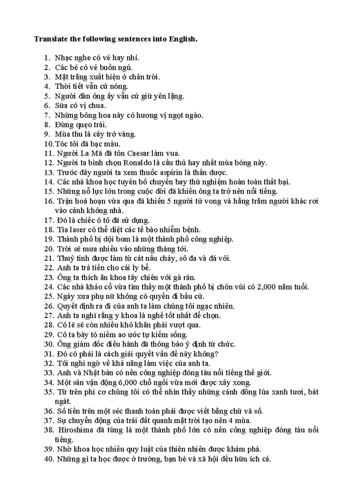 Basic Sentence Patterns Translation - English (1) - Studocu