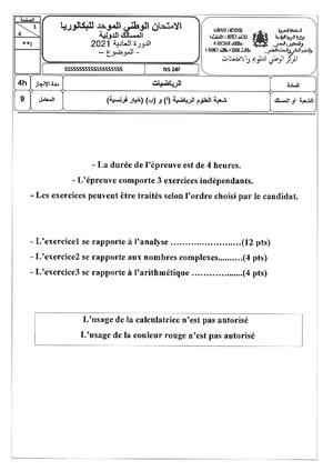 AIS 2122 2BAC PC S1 C2 Maths - 1 Lycée Anisse DSN°2 2BAC : SP Exercice ...