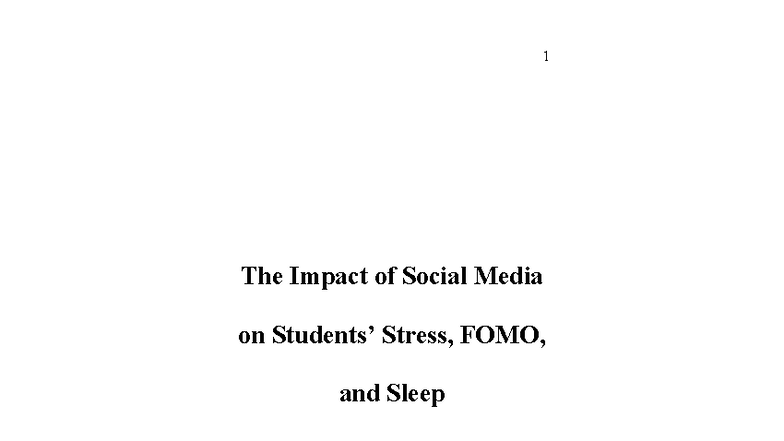 ECO 203: Midterm Study on Social Media's Impact on Stress and FOMO ...