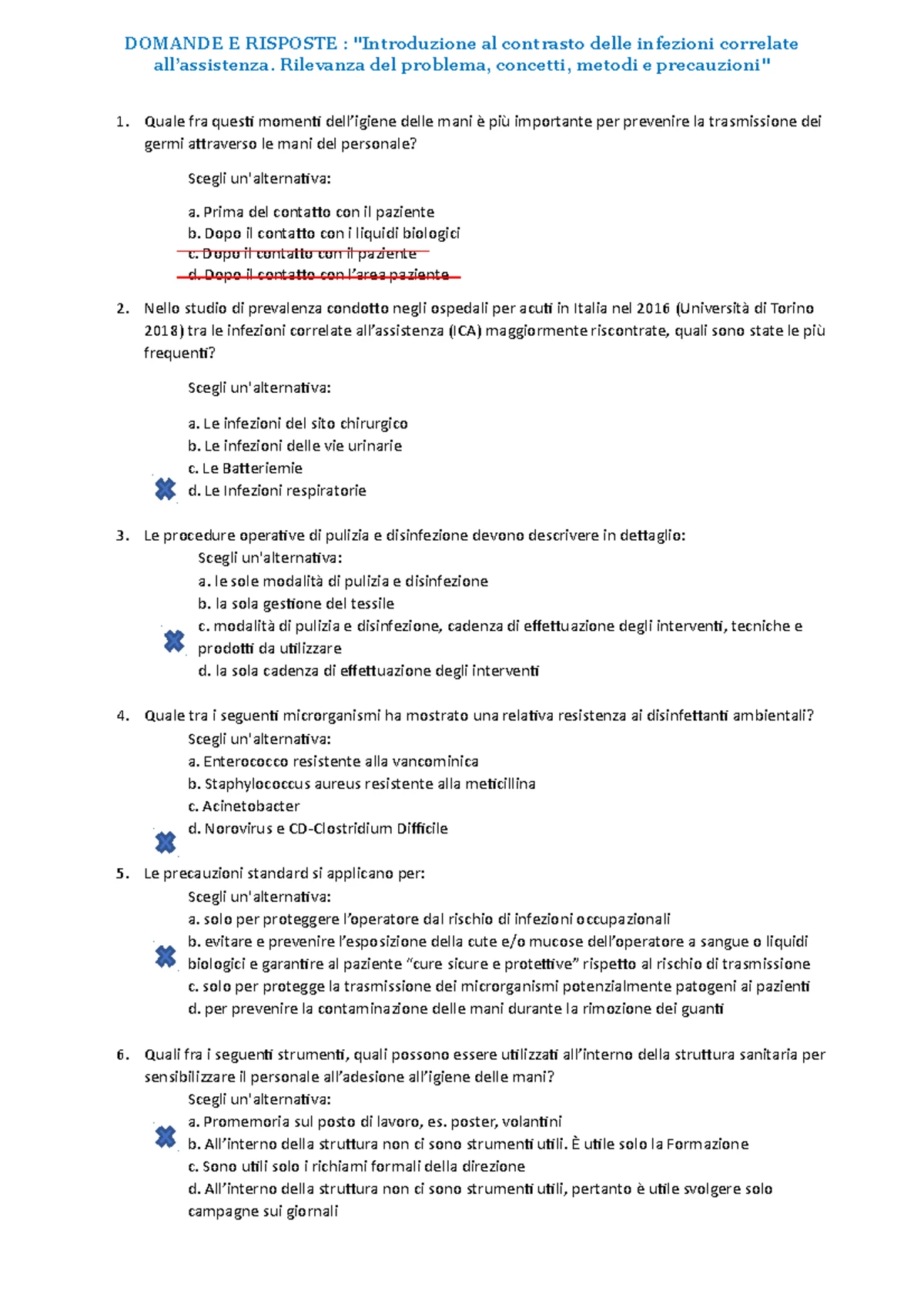 DOMANDE E RISPOSTE : "Introduzione al contrasto delle infezioni ...