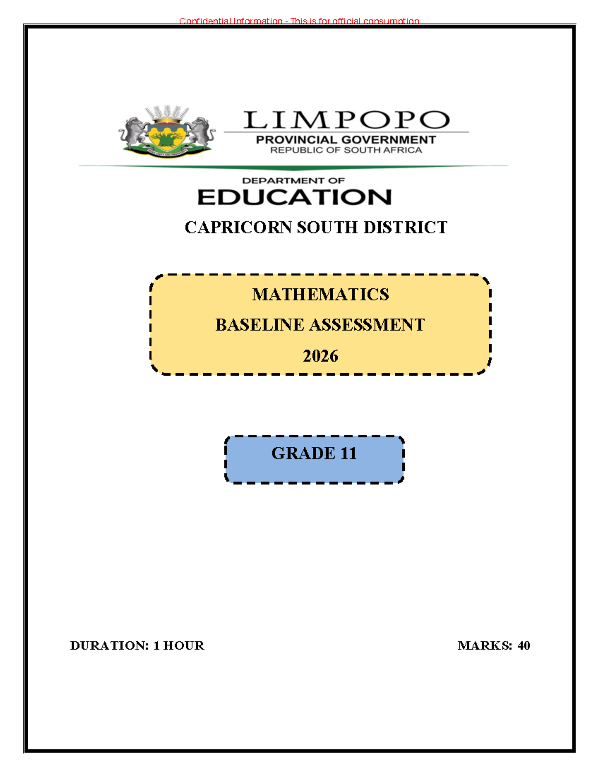 2026 G11 MST Term 1 Baseline Assessment - Capricorn South District ...