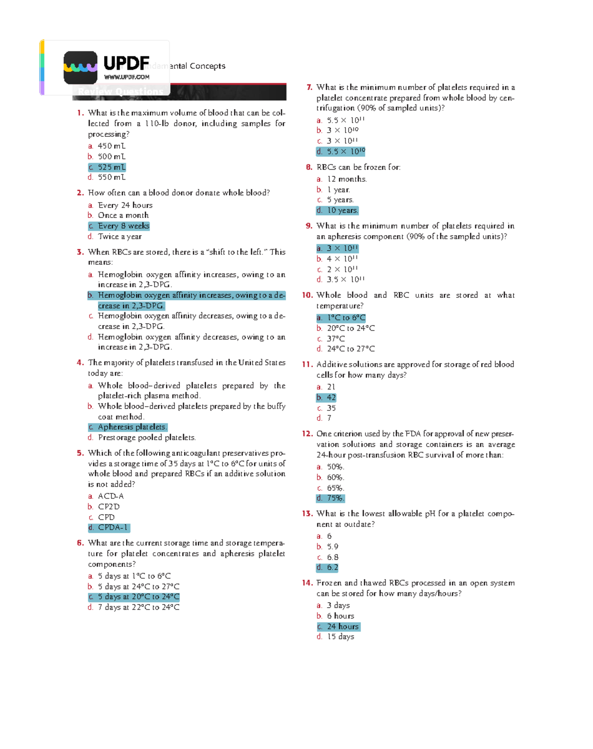 Blood Banking Review Questions and Answer Key - BLD 101 - Studocu