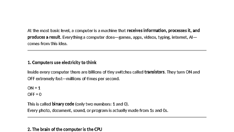 CS101: Introduction to Computers - Basic Concepts Explained - Studocu