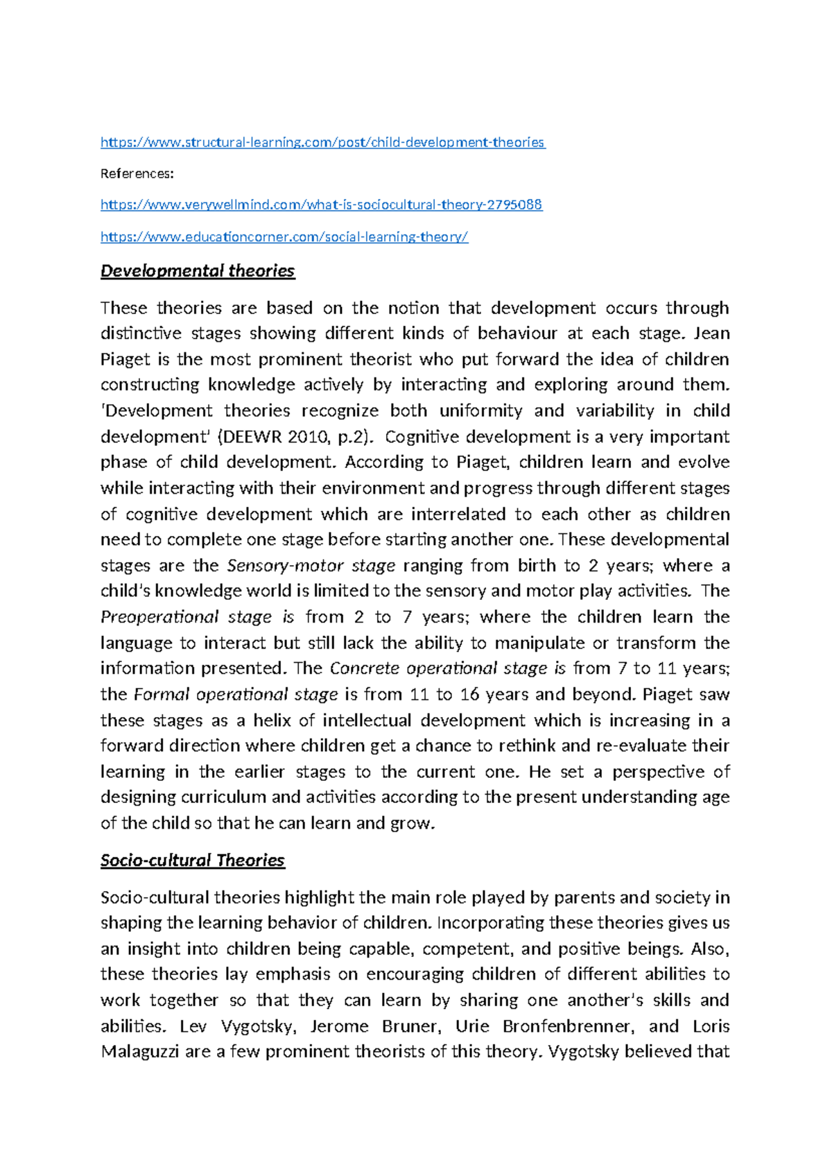 Document 2 - Essays on developmental theories - structural-learning ...