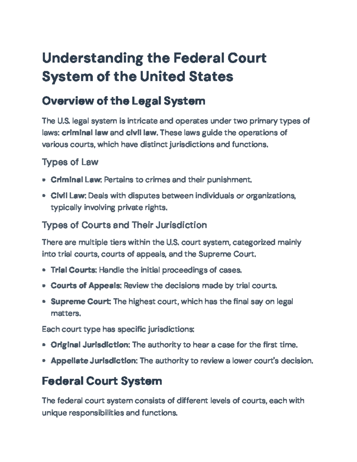 Overview of the U.S. Federal Court System: Structure & Jurisdiction ...