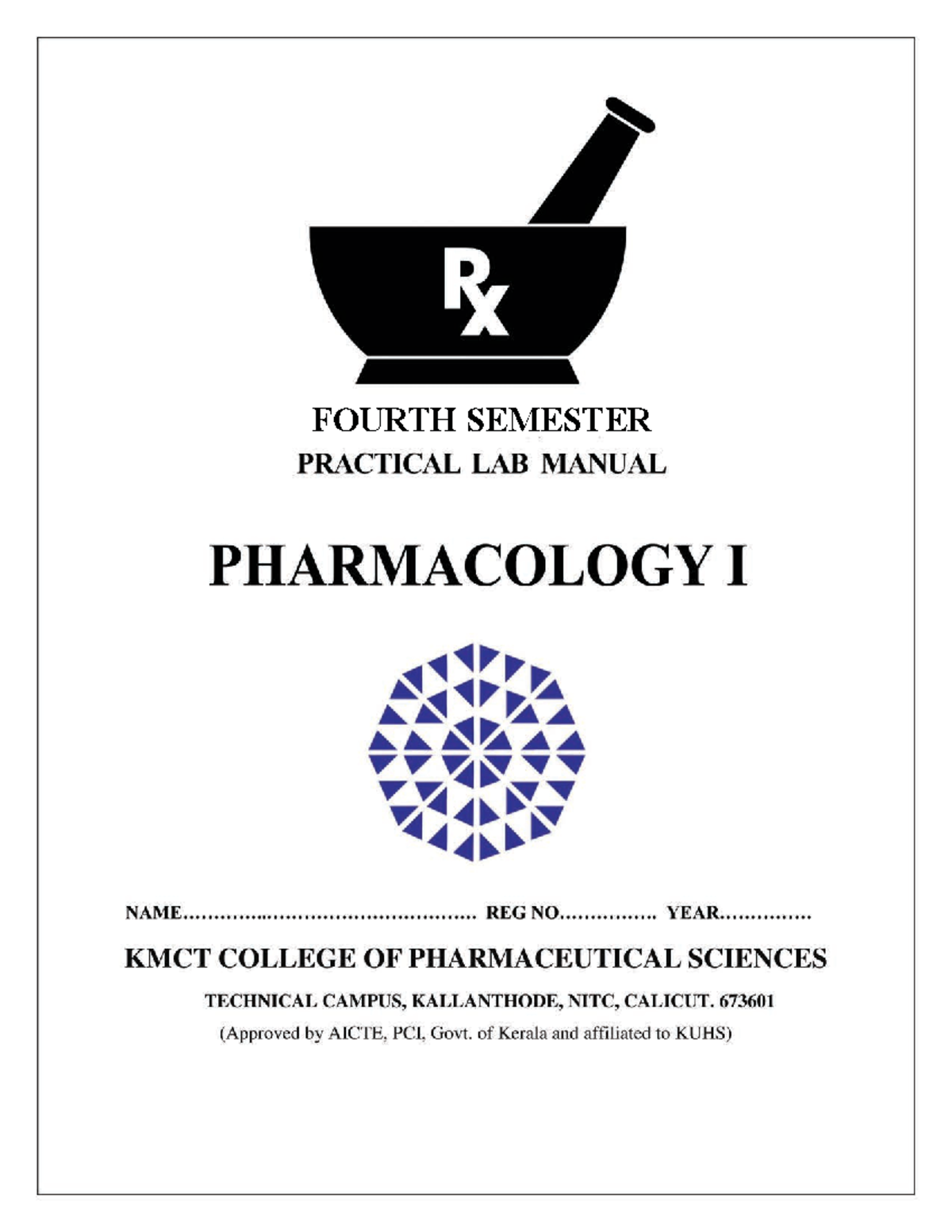 Pharmacology Lab Manual -4th Semester Bpharm - FOURTH SEMESTER SL. NO ...