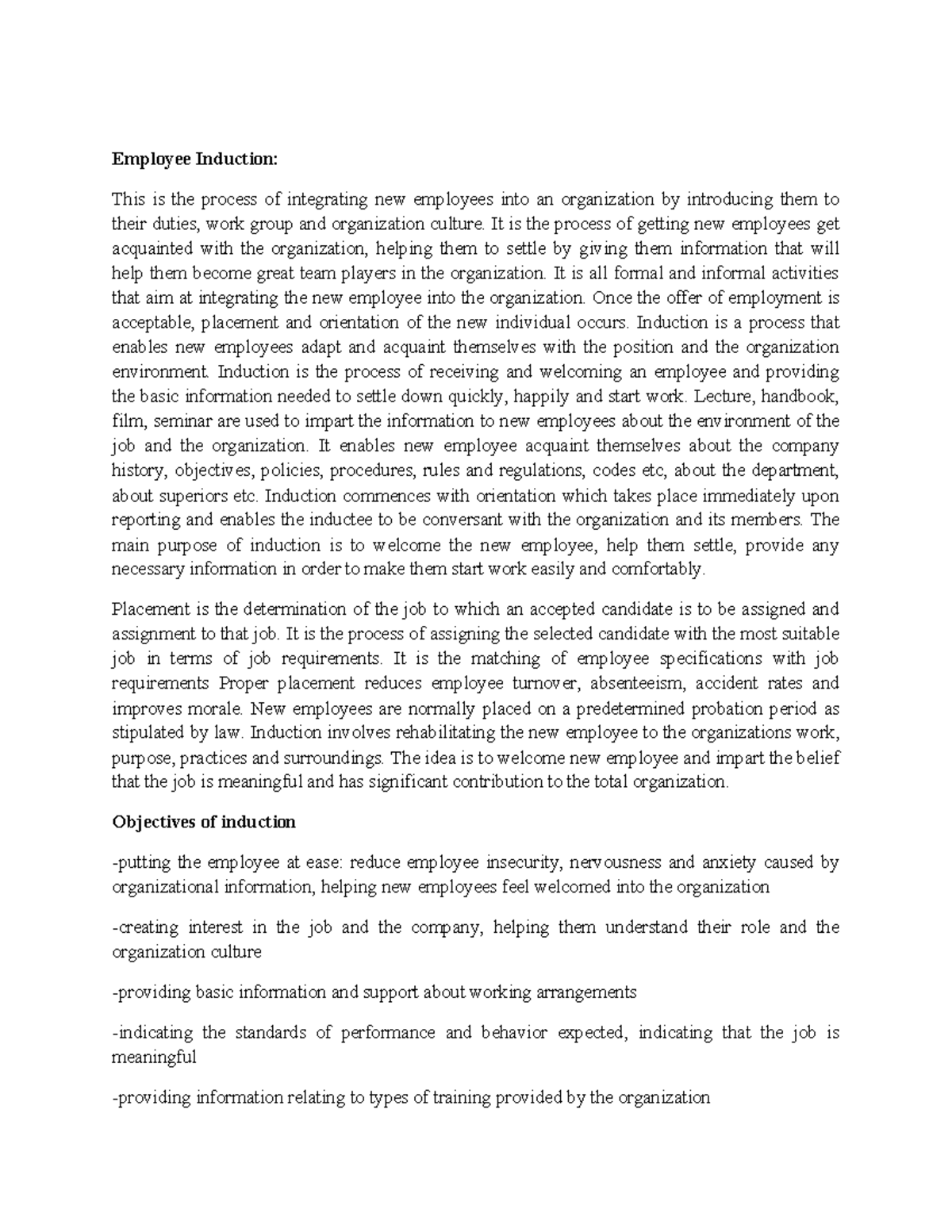 Employee Induction Process: Integrating New Employees Effectively - Studocu