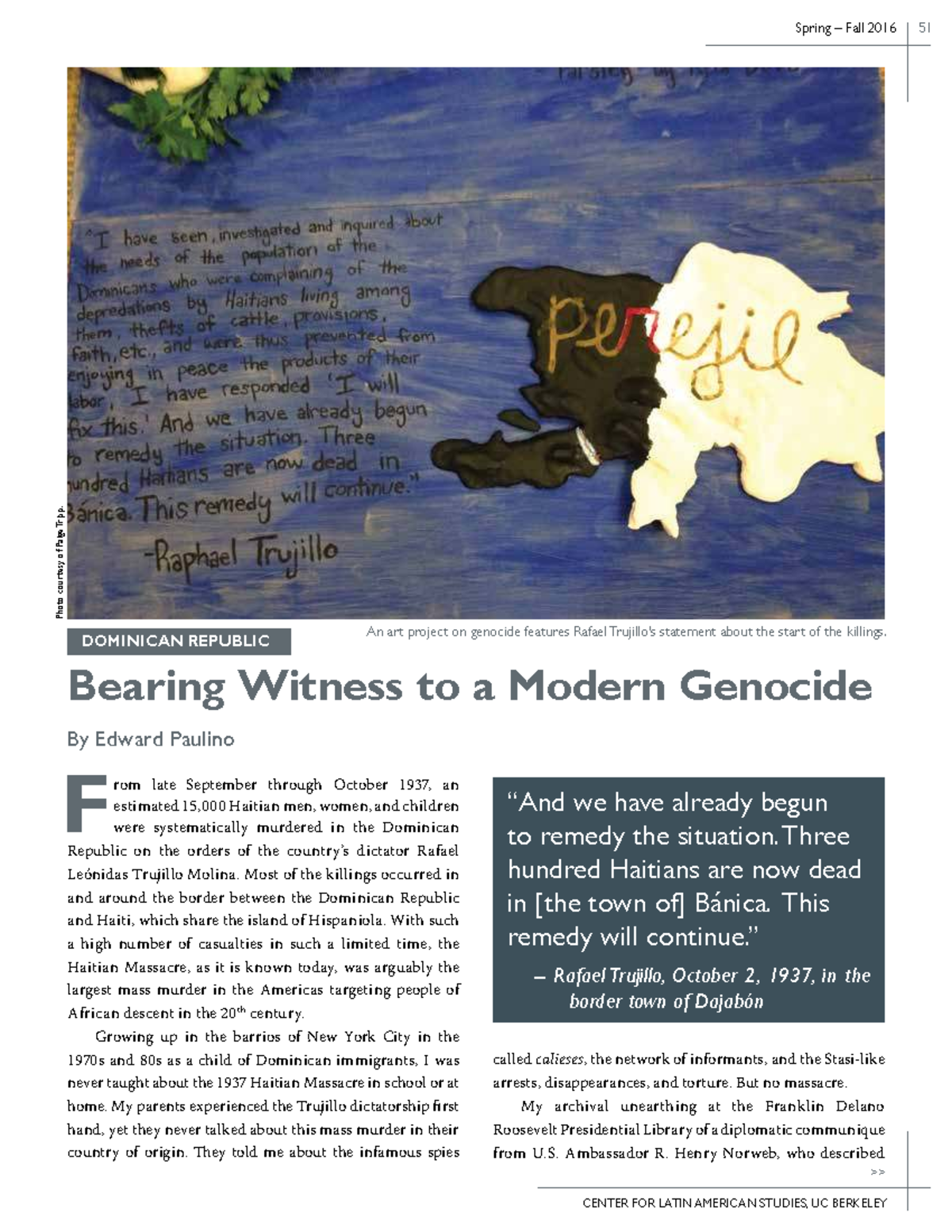 Bearing Witness to the 1937 Haitian Massacre: A Study (CLAS 2016) - Studocu