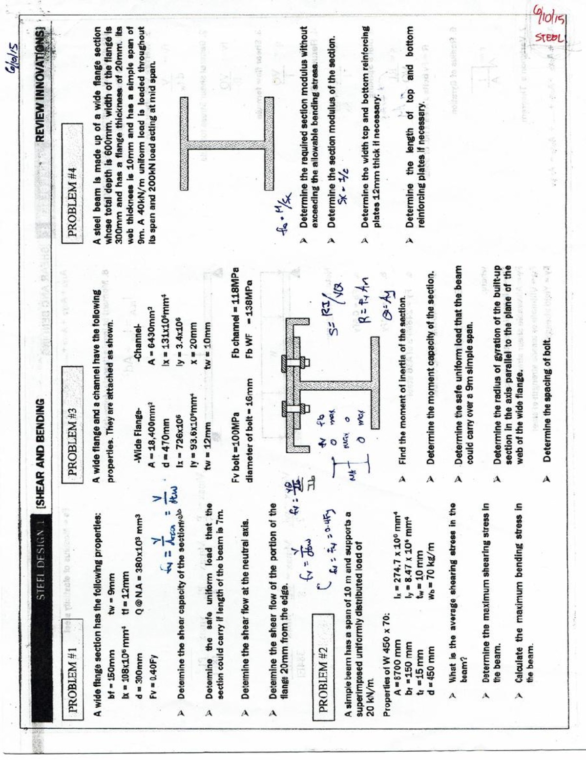 STEEL DESIGN (CE401) PROBLEMS AND SOLUTIONS ON BENDING ANALYSIS - Studocu