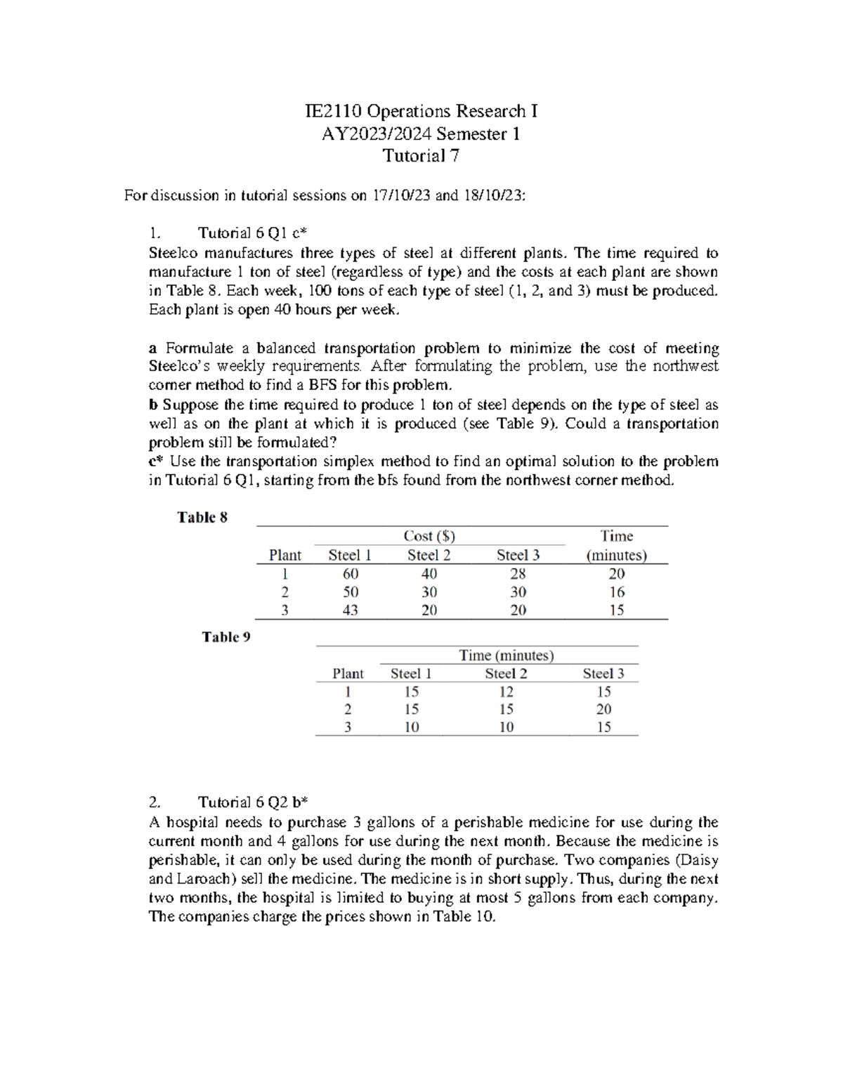 IE2110 Homework 7: Operations Research - Tutorial & Problem Set ...