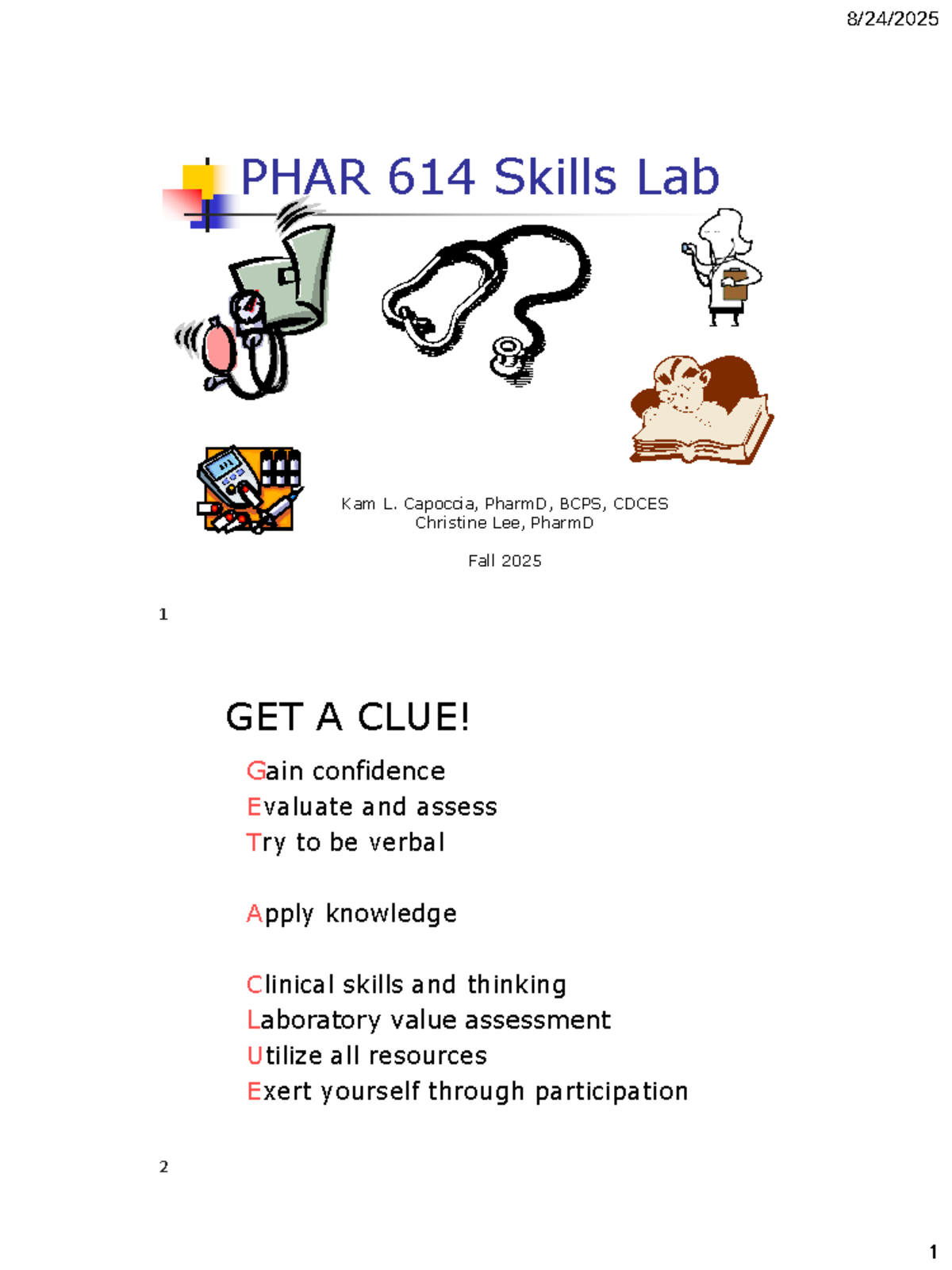 PHAR 614 Skills Lab: Enhancing Clinical Assessment & SOAP Skills - Studocu