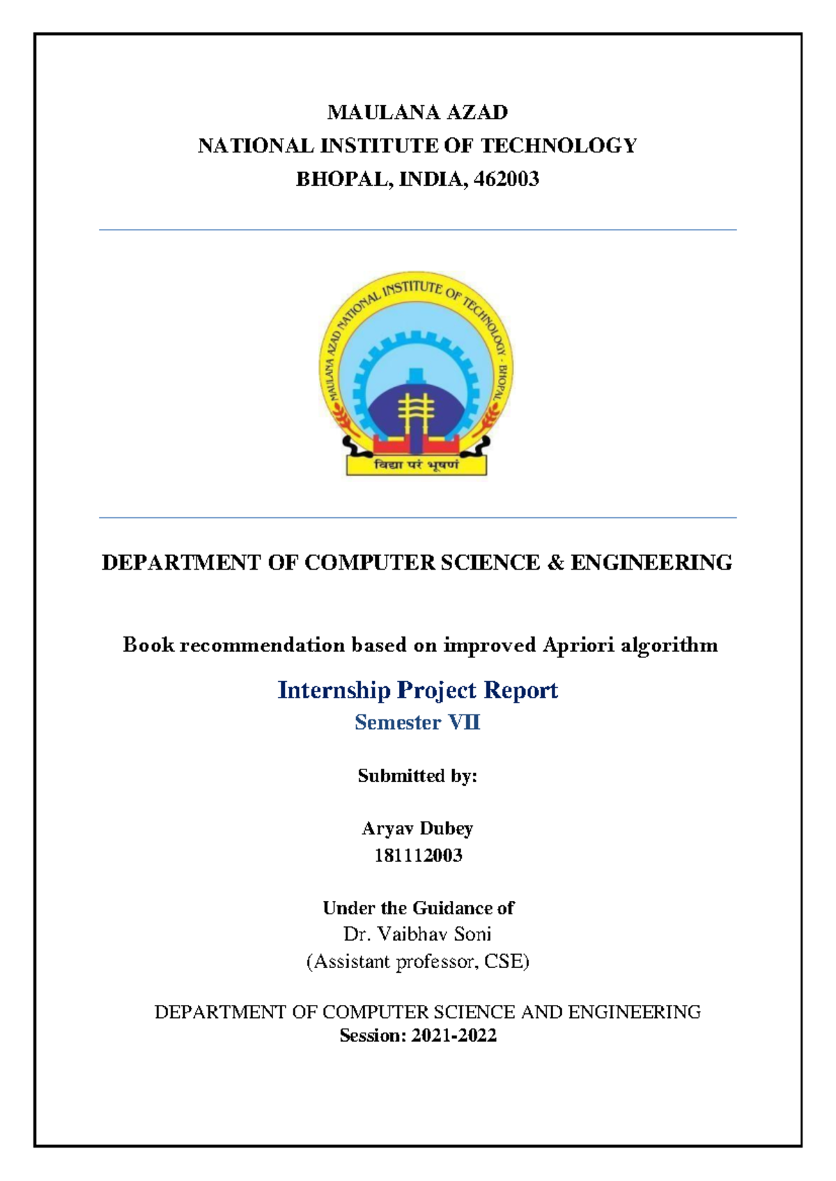Book Recommendation System Using Improved Apriori Algorithm - CSE VII ...