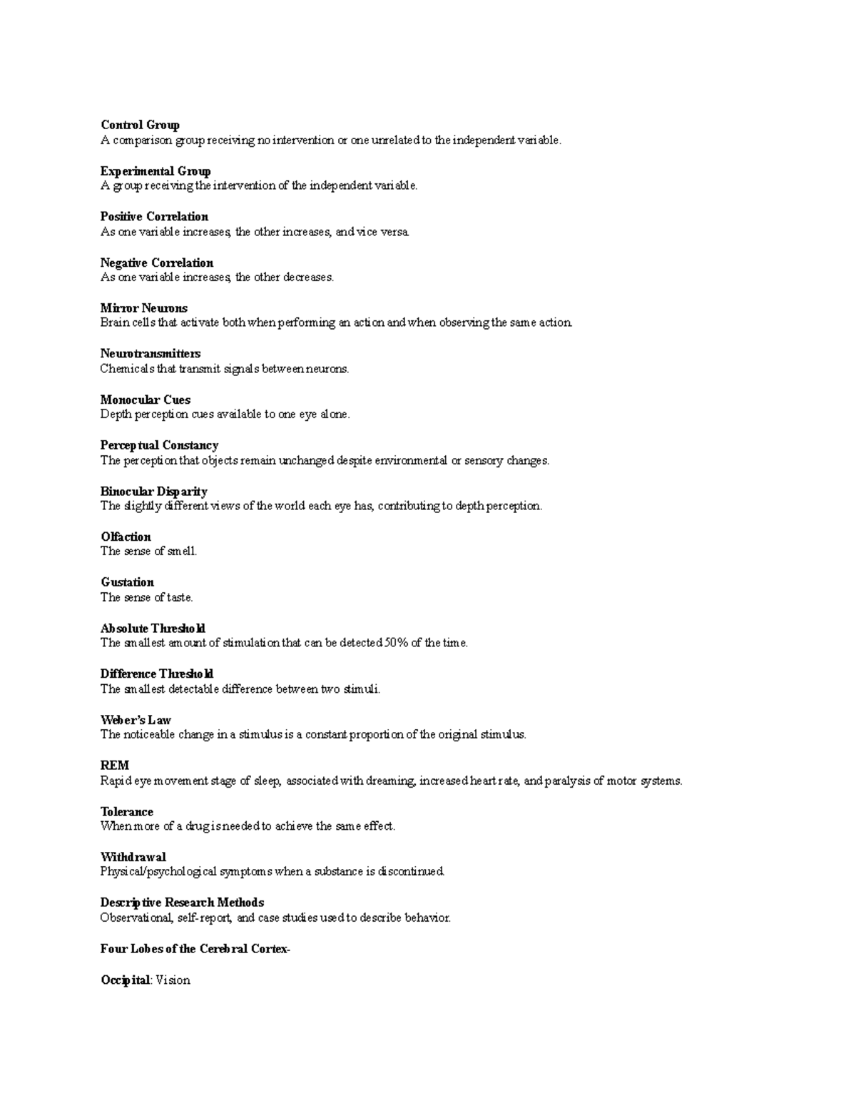 PSY 101 Final Study Guide: Key Concepts and Terminology - Studocu