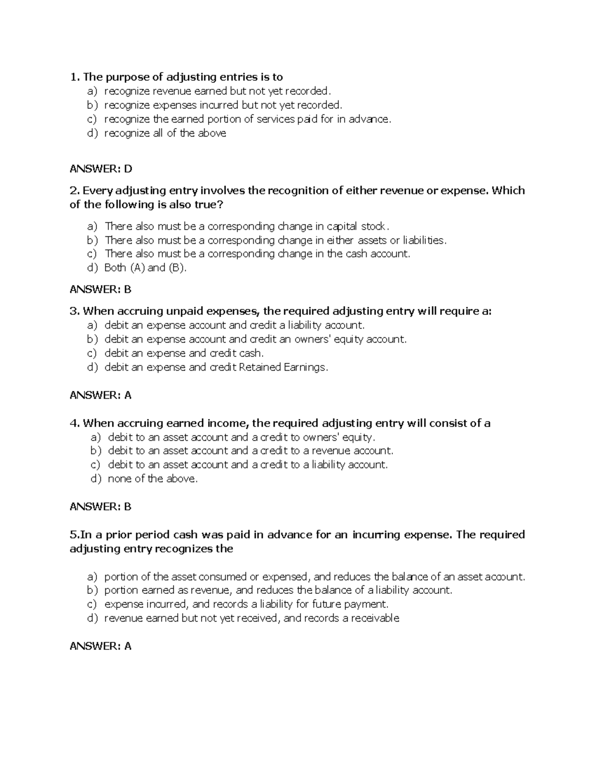 Basic Acc Module 3: Adjusting Entries Exercises and Solutions - Studocu