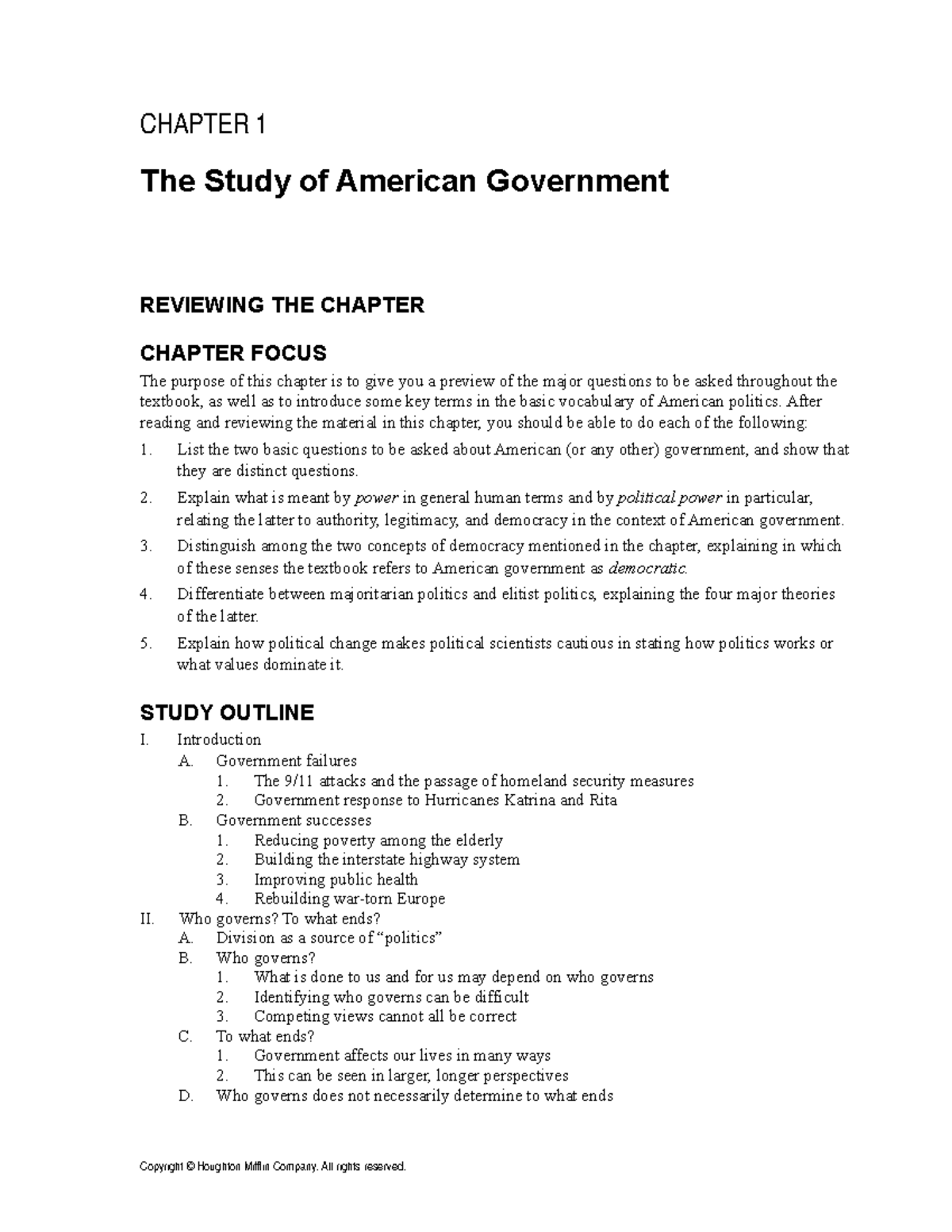 AP Gov Chapter 1 Study Guide & Quiz: The Study of American Government ...