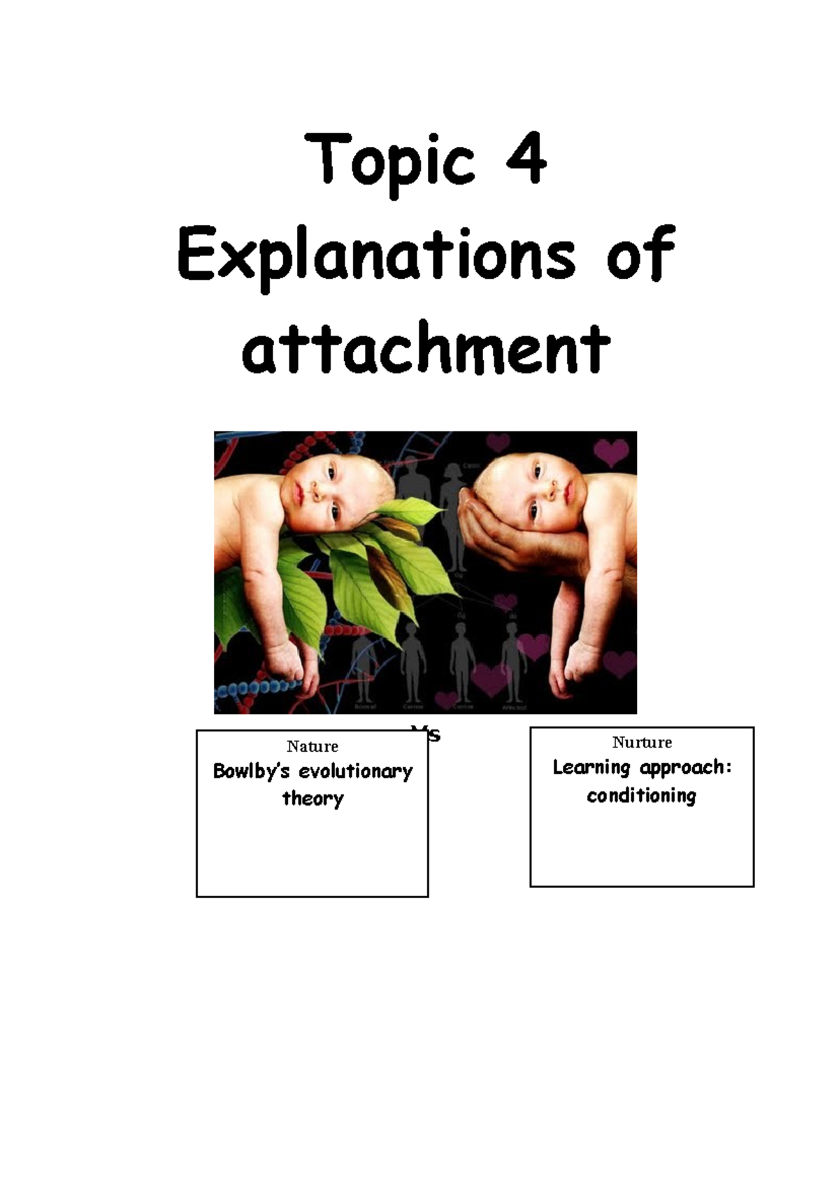 Bowlby's Theory of Attachment: Nature vs. Nurture Analysis - Studocu