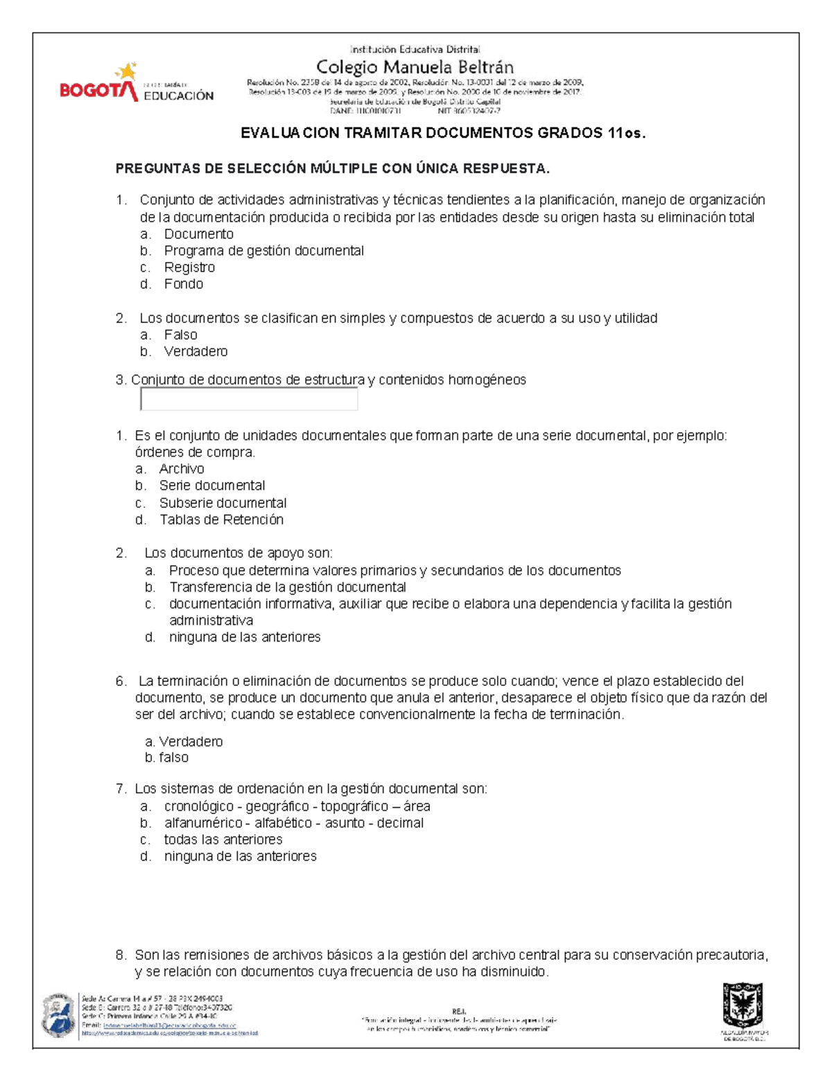 Evaluación de Preguntas de Selección Múltiple: Tramitar Documentos ...