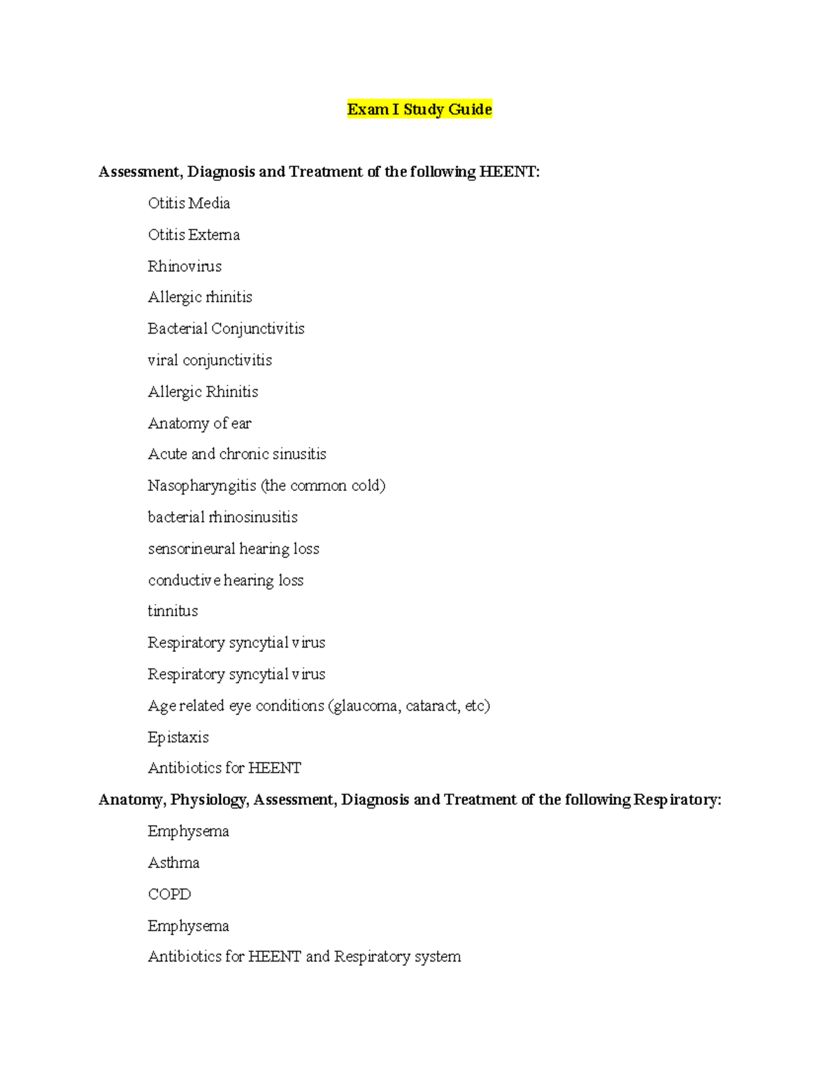 NR 545 Final Exam Study Guide: HEENT, Respiratory, Cardiovascular ...