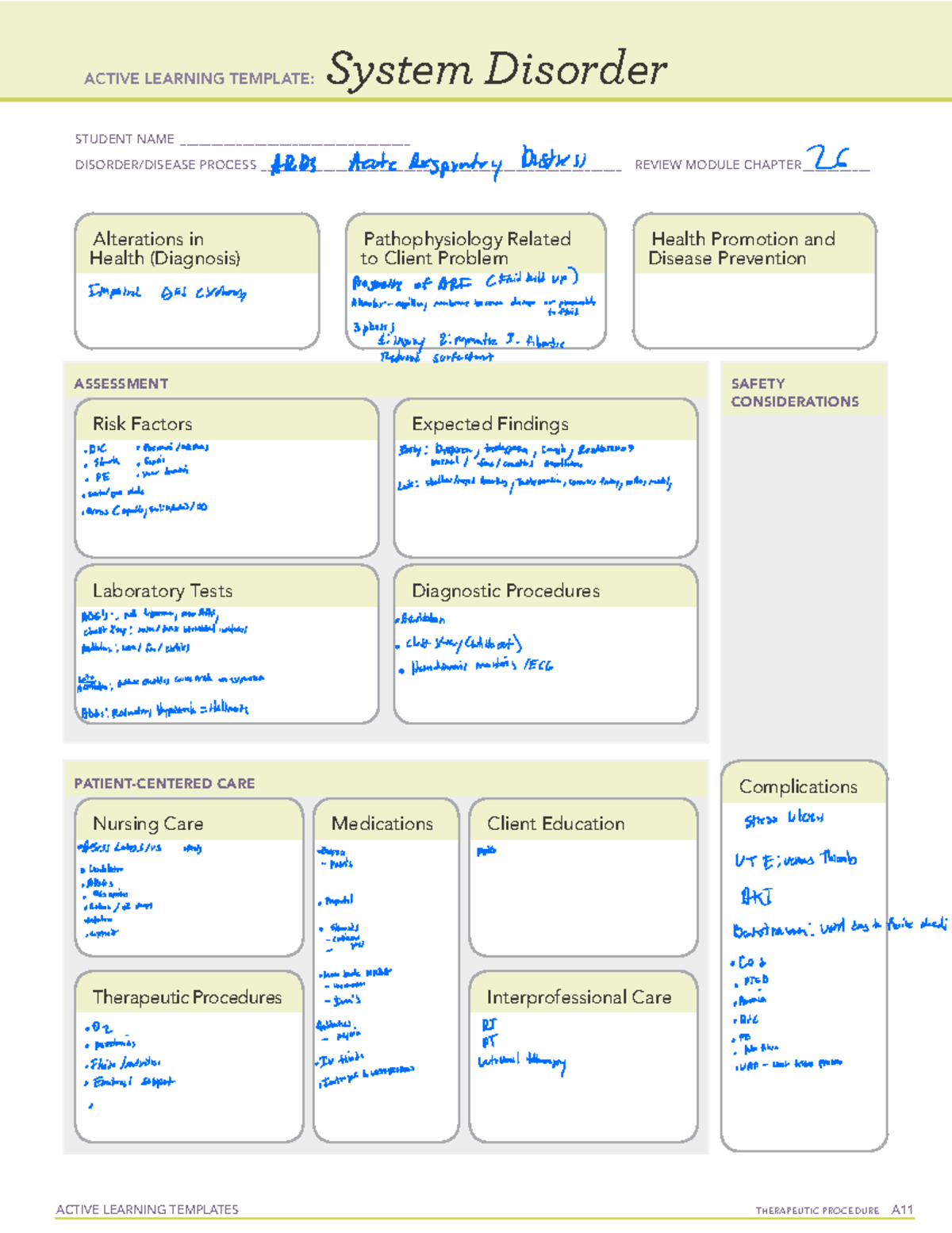 ARDS System Disorder Template 2: Active Learning Approach - Studocu