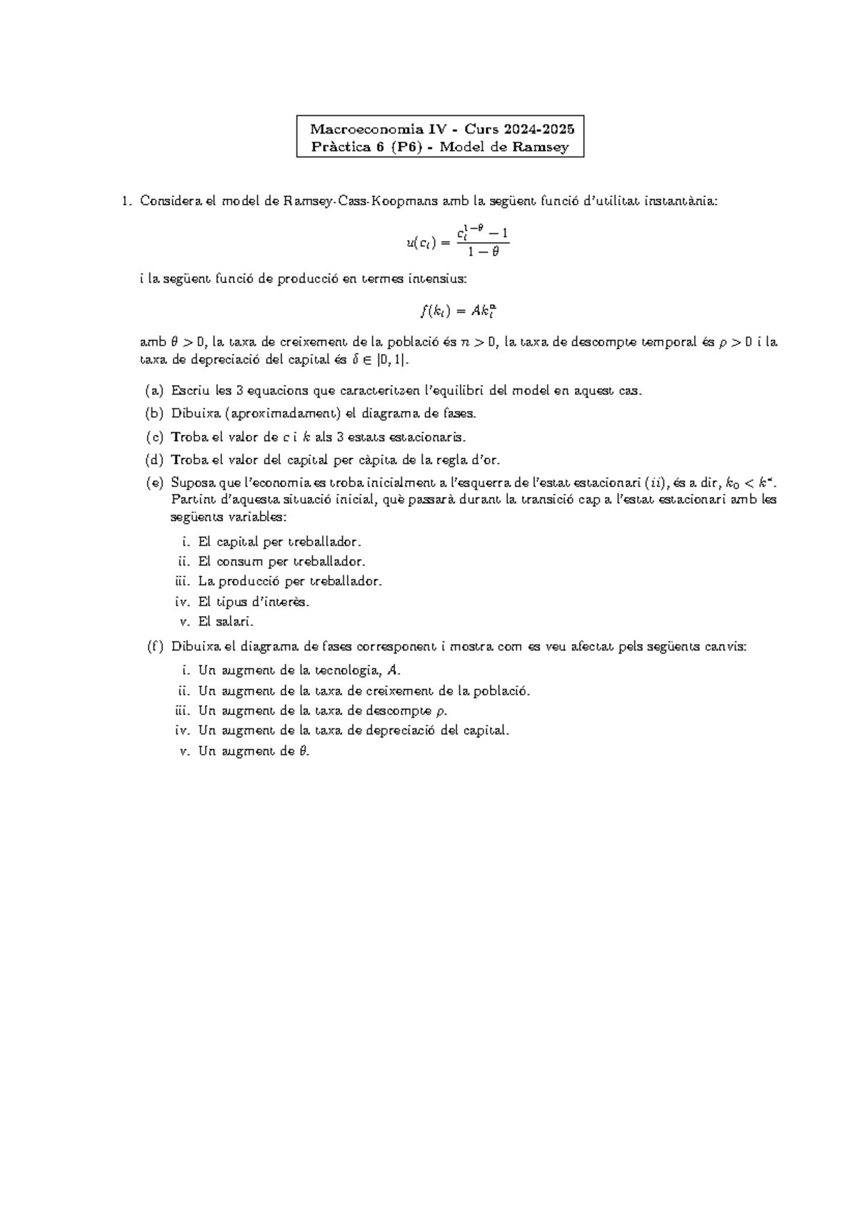 Model de Ramsey: Equacions i Diagrama de Fases (Macroeconomia IV Curs 6 ...