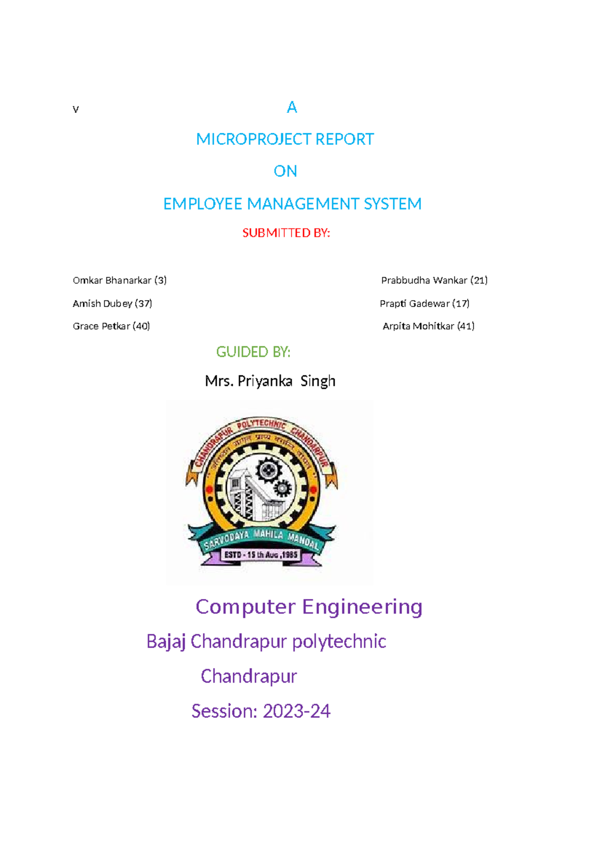 JAVA - A mmicroproject on a jawa - V A MICROPROJECT REPORT ON EMPLOYEE ...