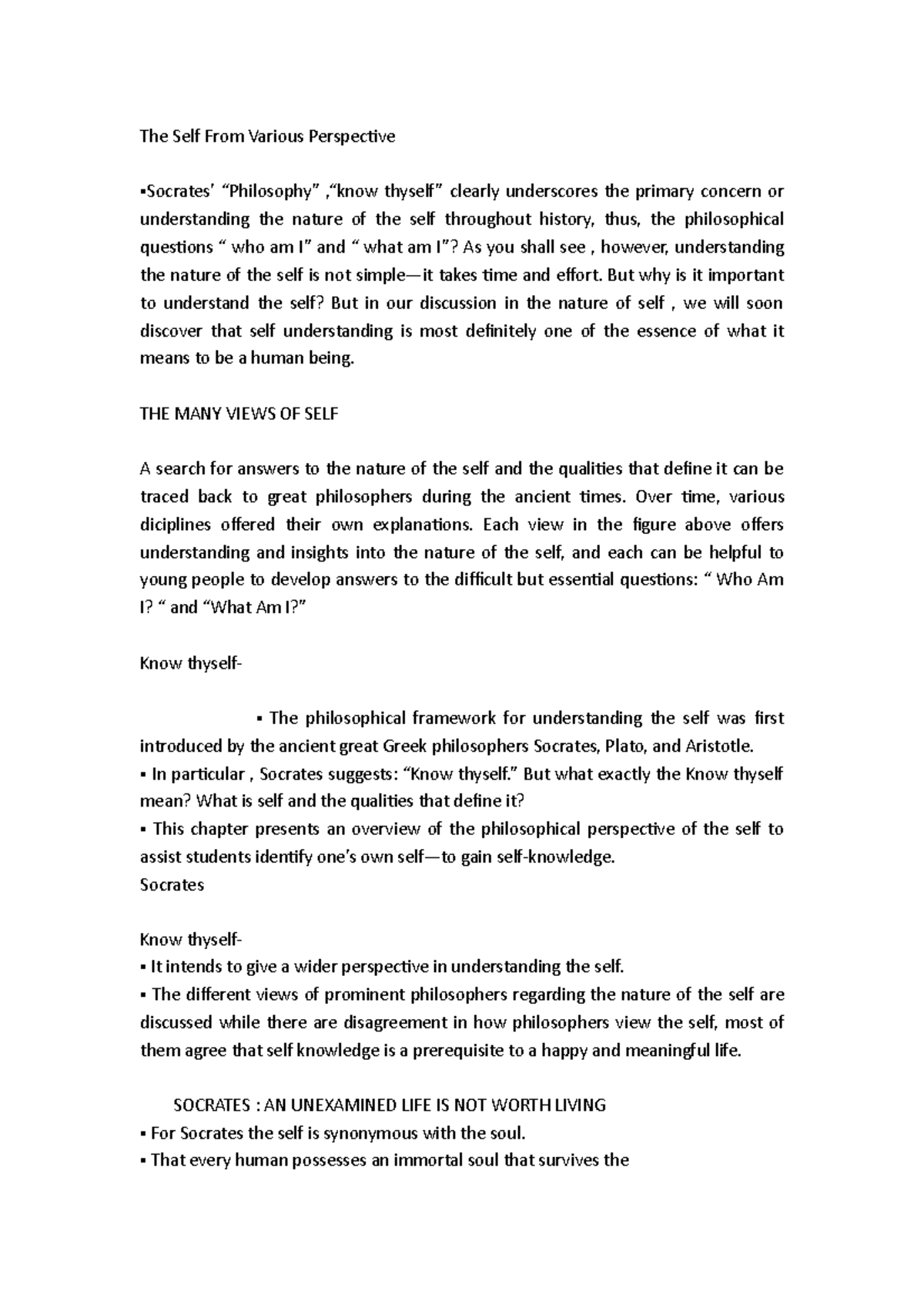 The Self From Various Perspective - The Self From Various Perspective ...