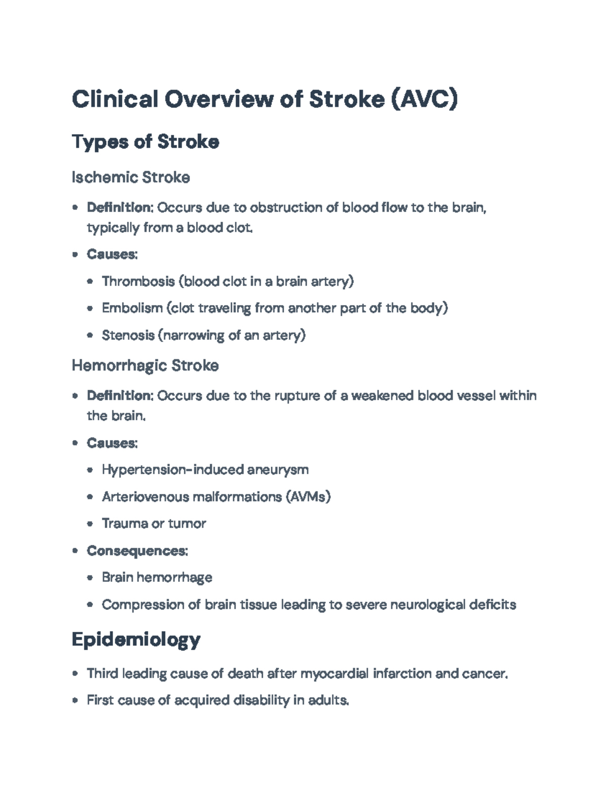 Clinical Overview of Stroke (AVC): Types, Risk Factors & Management ...