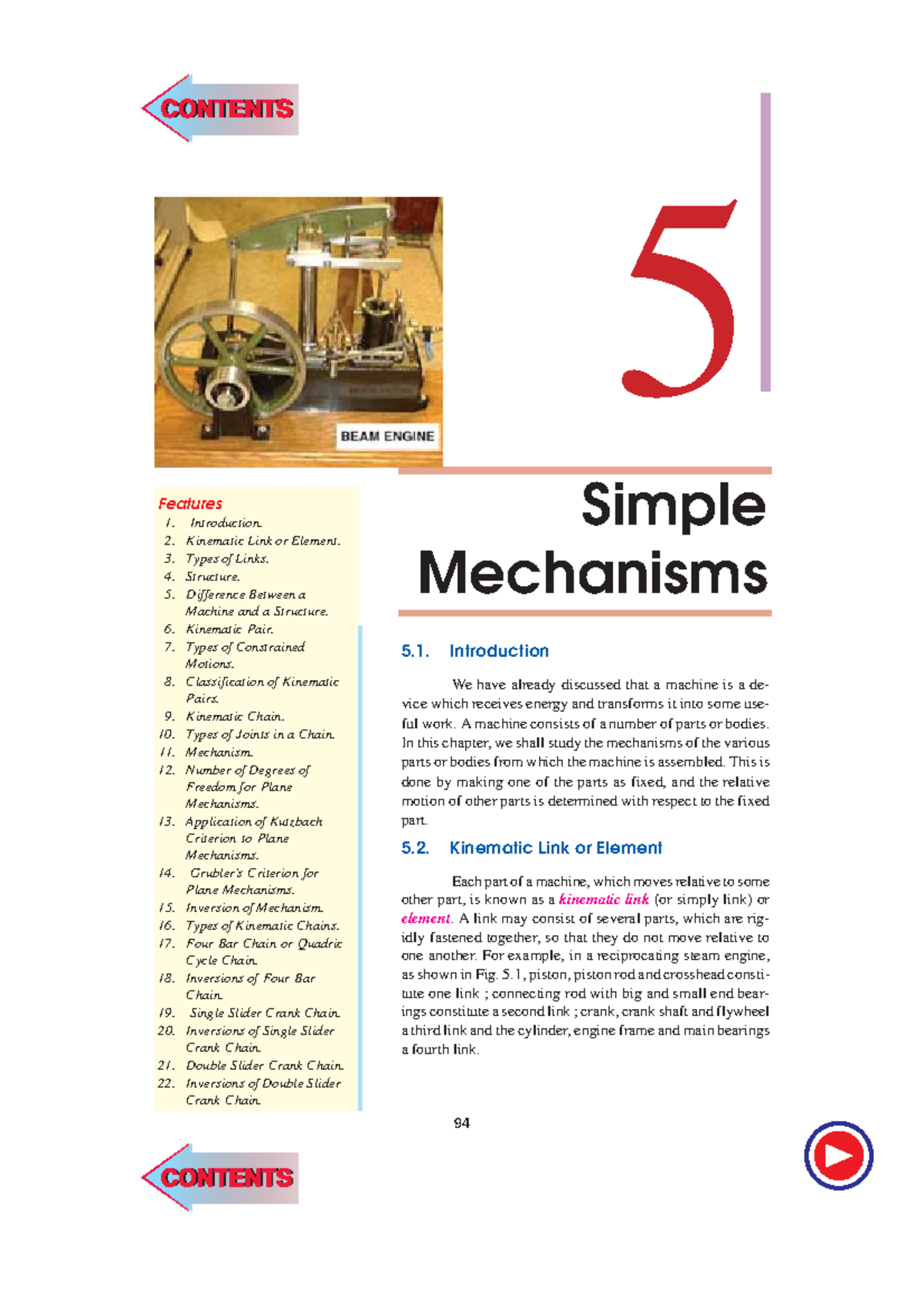 Simple Mechanisms - 94 l Theory of Machines ####### 5. Introduction We ...