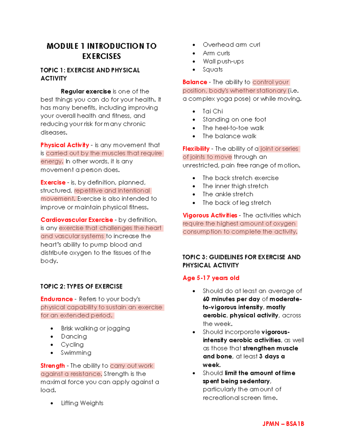 Pathfit Reviewer's Guide to Exercise & Nutrition Essentials - Studocu