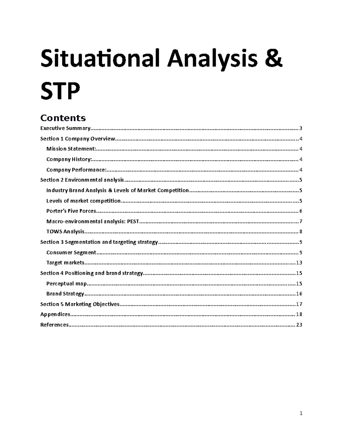 MKTG 1100 Final Exam Situational Analysis & STP Strategy Report - Studocu