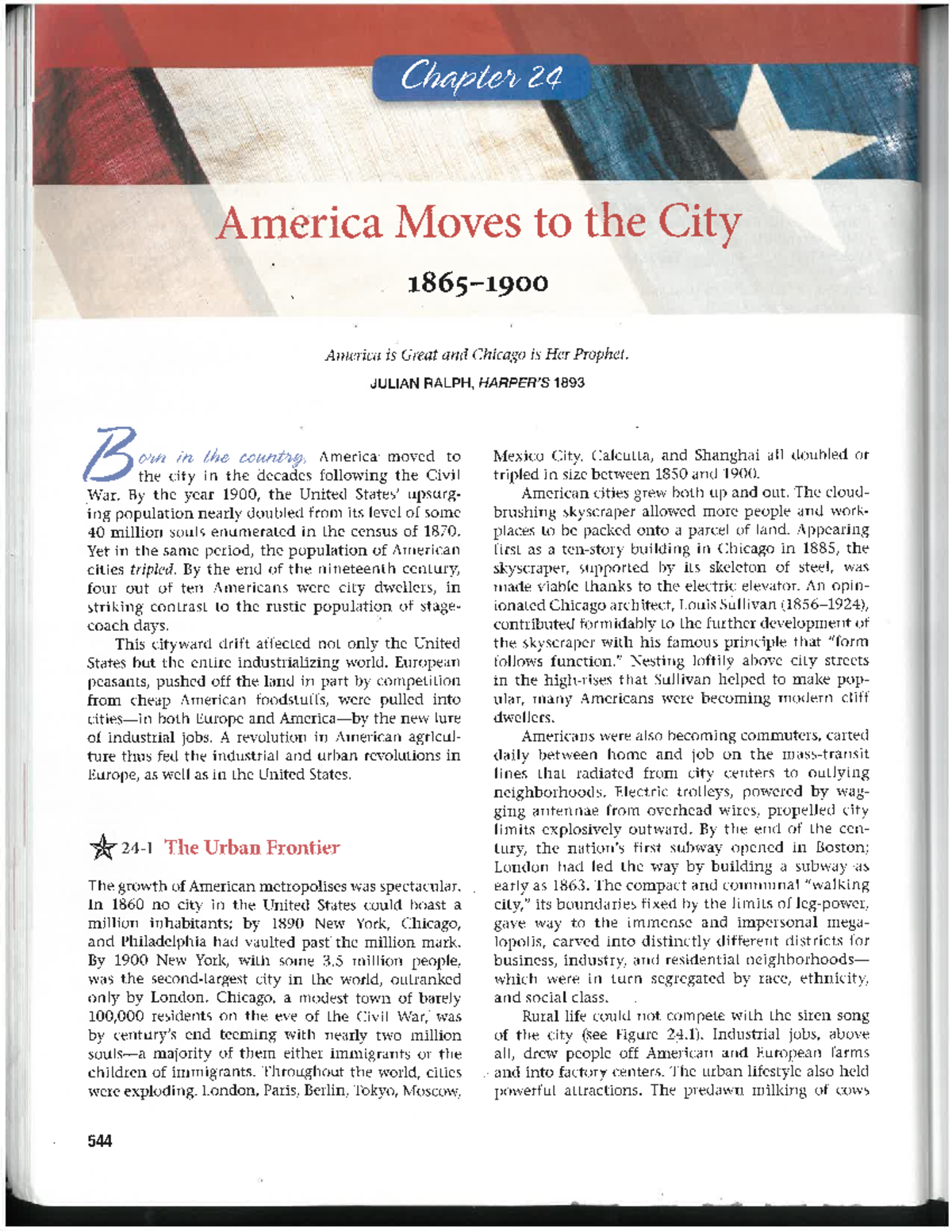 Chapter 24 DE - America Moves to the City: Urban Growth and Immigration ...