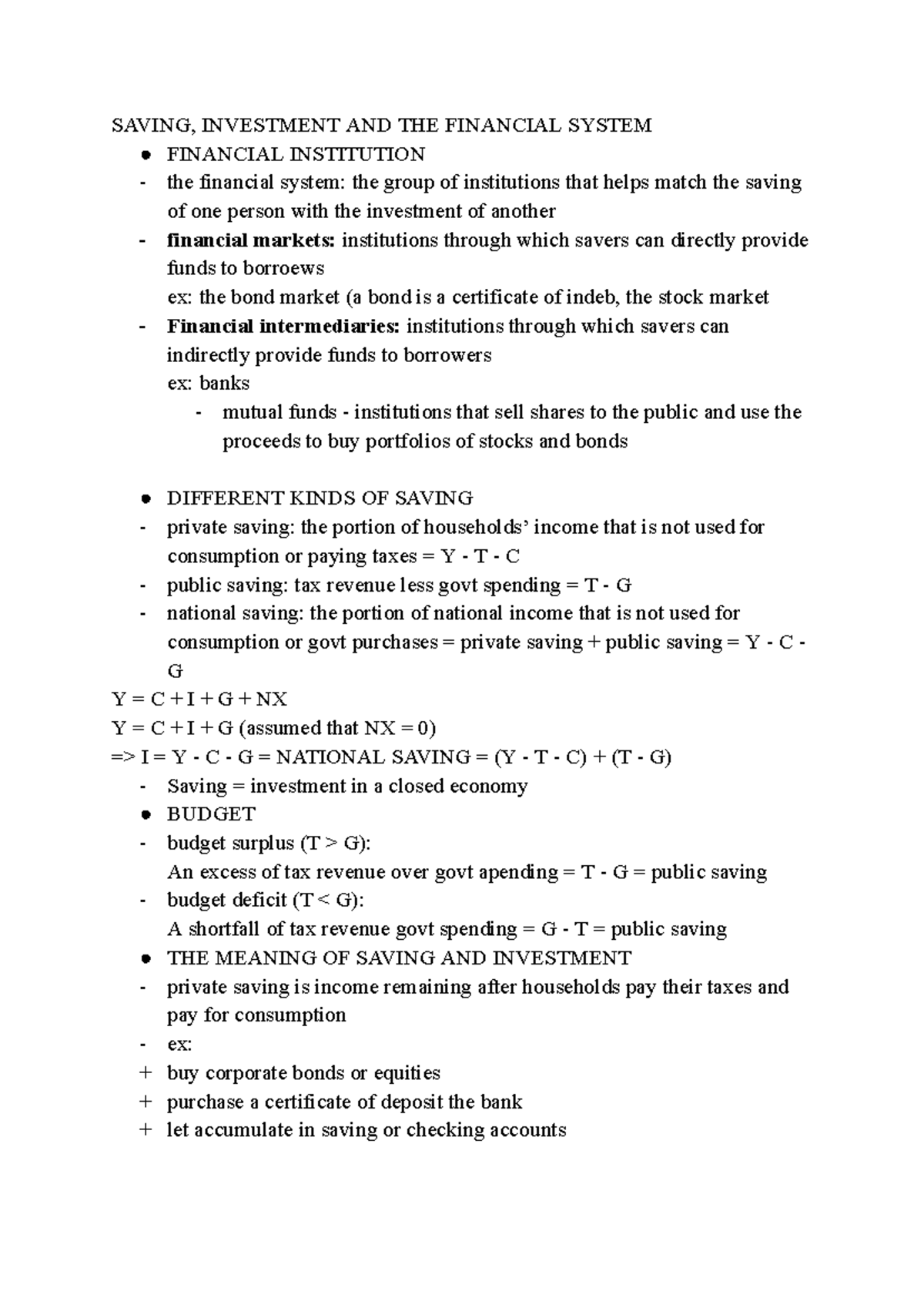 Macroeconomics - SAVING, INVESTMENT AND THE FINANCIAL SYSTEM FINANCIAL ...