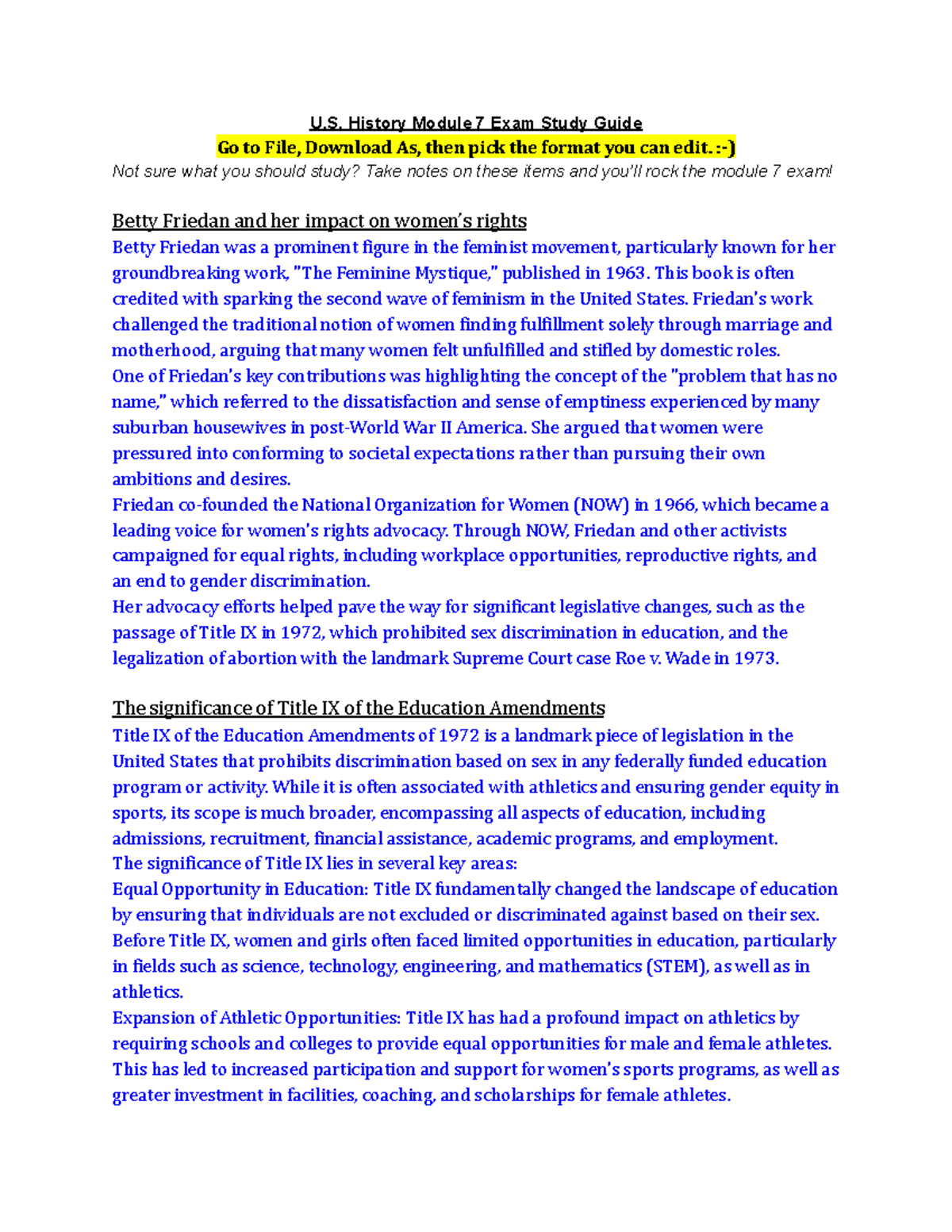 Module 7 Exam Study Guide: Key Topics in U.S. History - Studocu