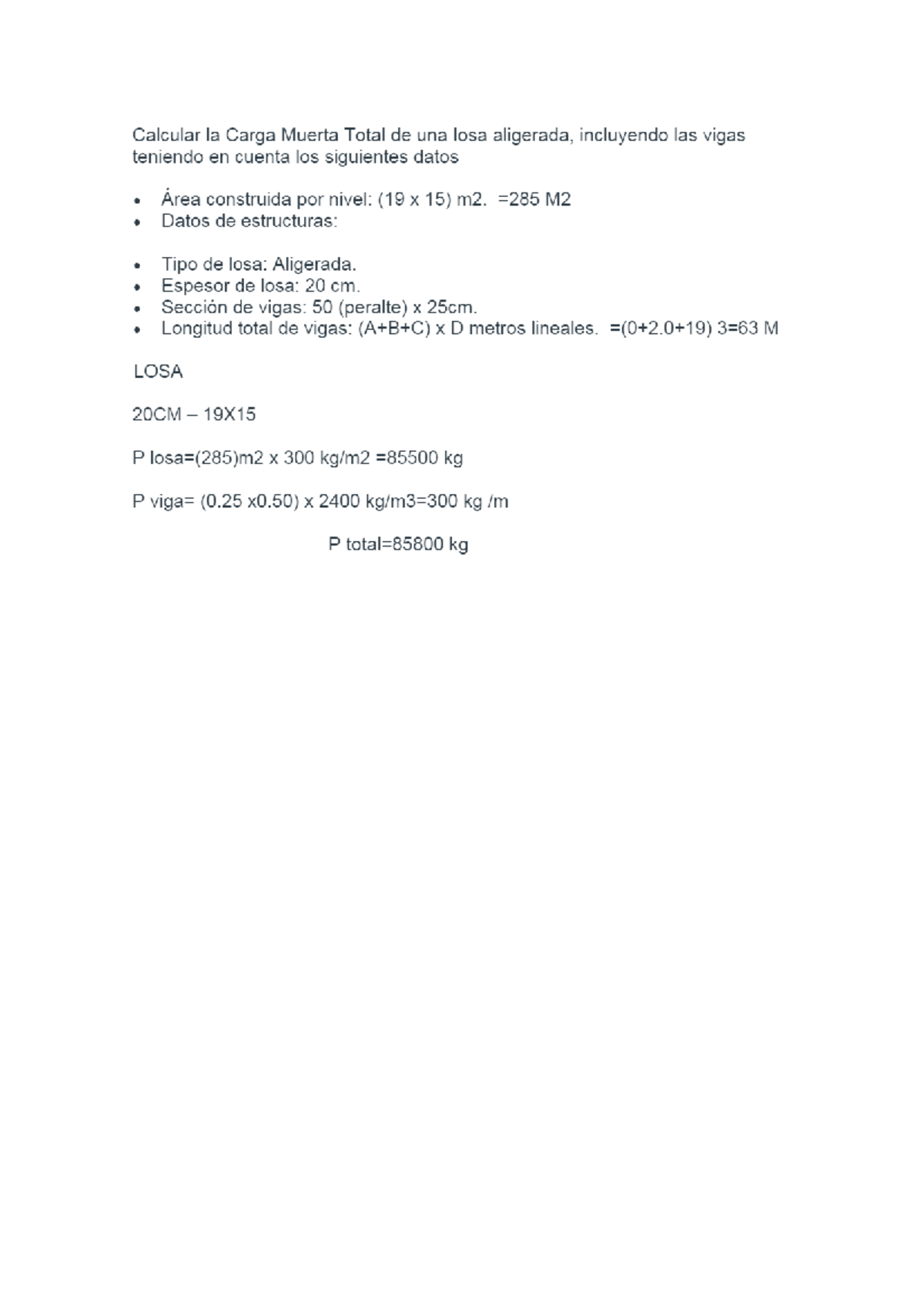 Calcular La Carga Muerta Total - M2 Datos de estructuras: Tipo de losa ...