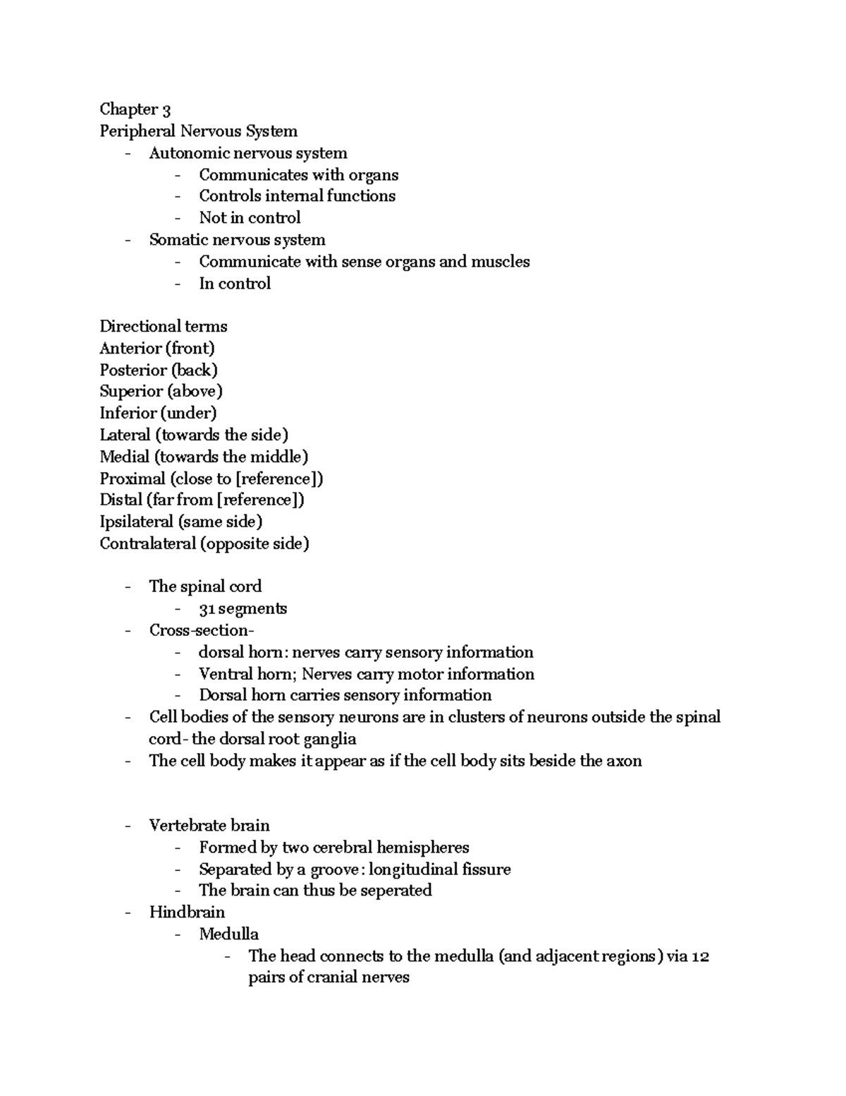 PSYC 2220 - Brain and Behavior: Chapter 3 Peripheral Nervous System ...