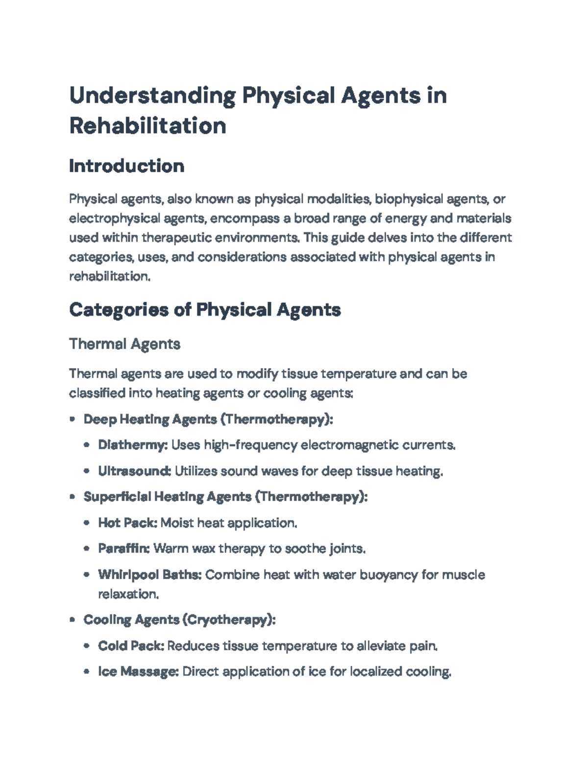 Understanding Physical Agents in Rehabilitation (PT 101 ...