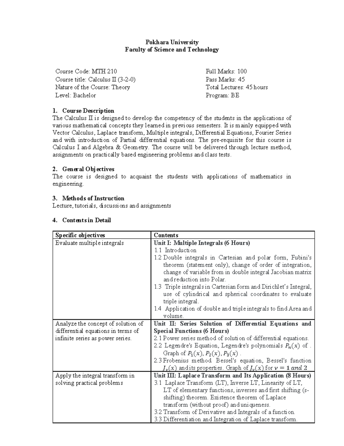 Calculus II - MTH 210 Syllabus and Course Overview - Studocu