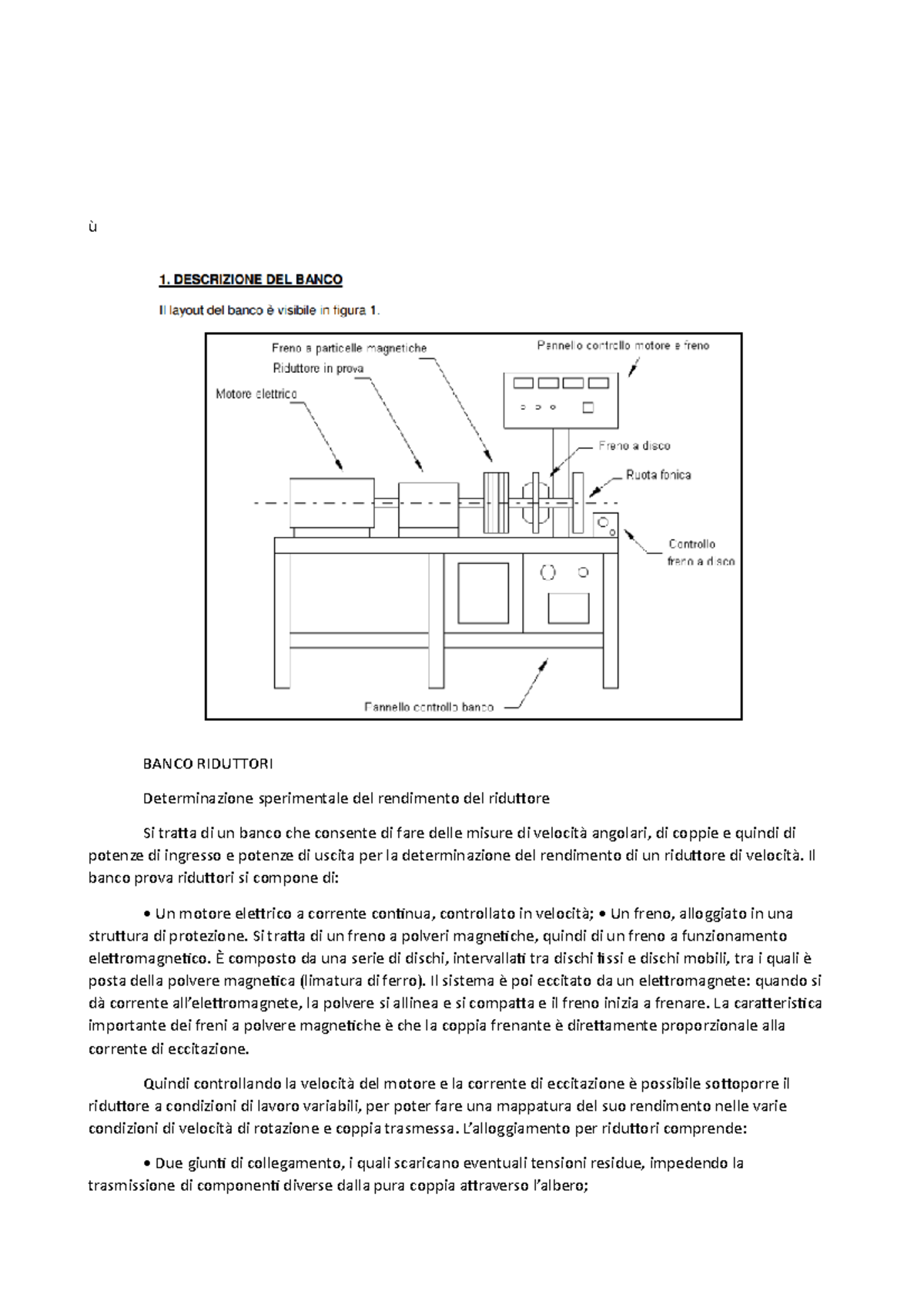 Appunti Laboratorio: Prova Rendimento Riduttori e Cinghie - Studocu