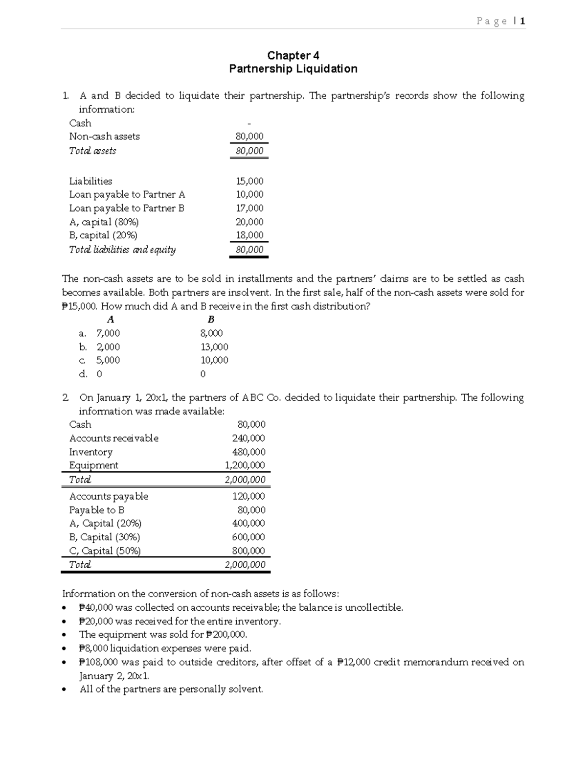 Chapter 4: Partnership Liquidation Analysis (Course Code: INB 5488) - Studocu