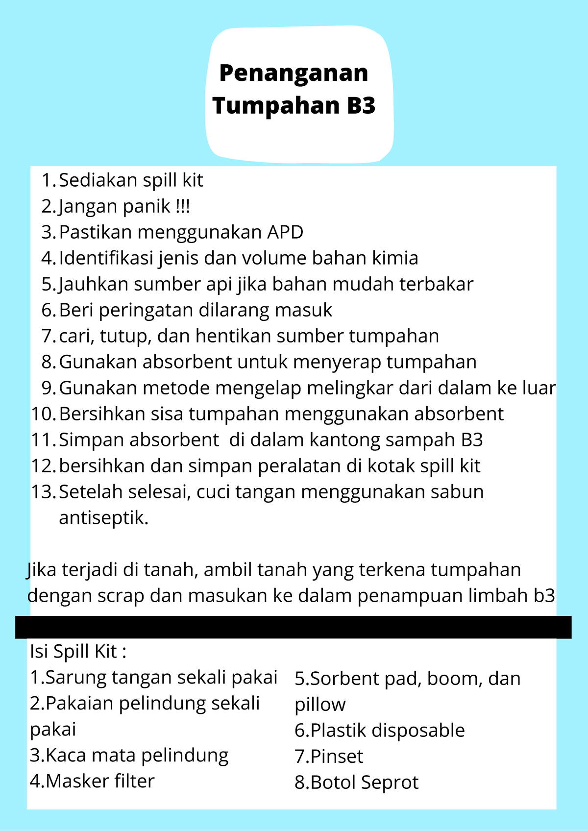 Panduan Penanganan Tumpahan B3 Kimia - Spill Kit & APD - Studocu