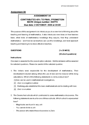 [Solved] Assessment Activity Learners complete an assessment on the same - Mathematics 2 for ...