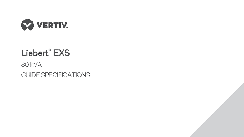 Vertiv EXS 80 kVA UPS Guide Specifications and Technical Data - Studocu