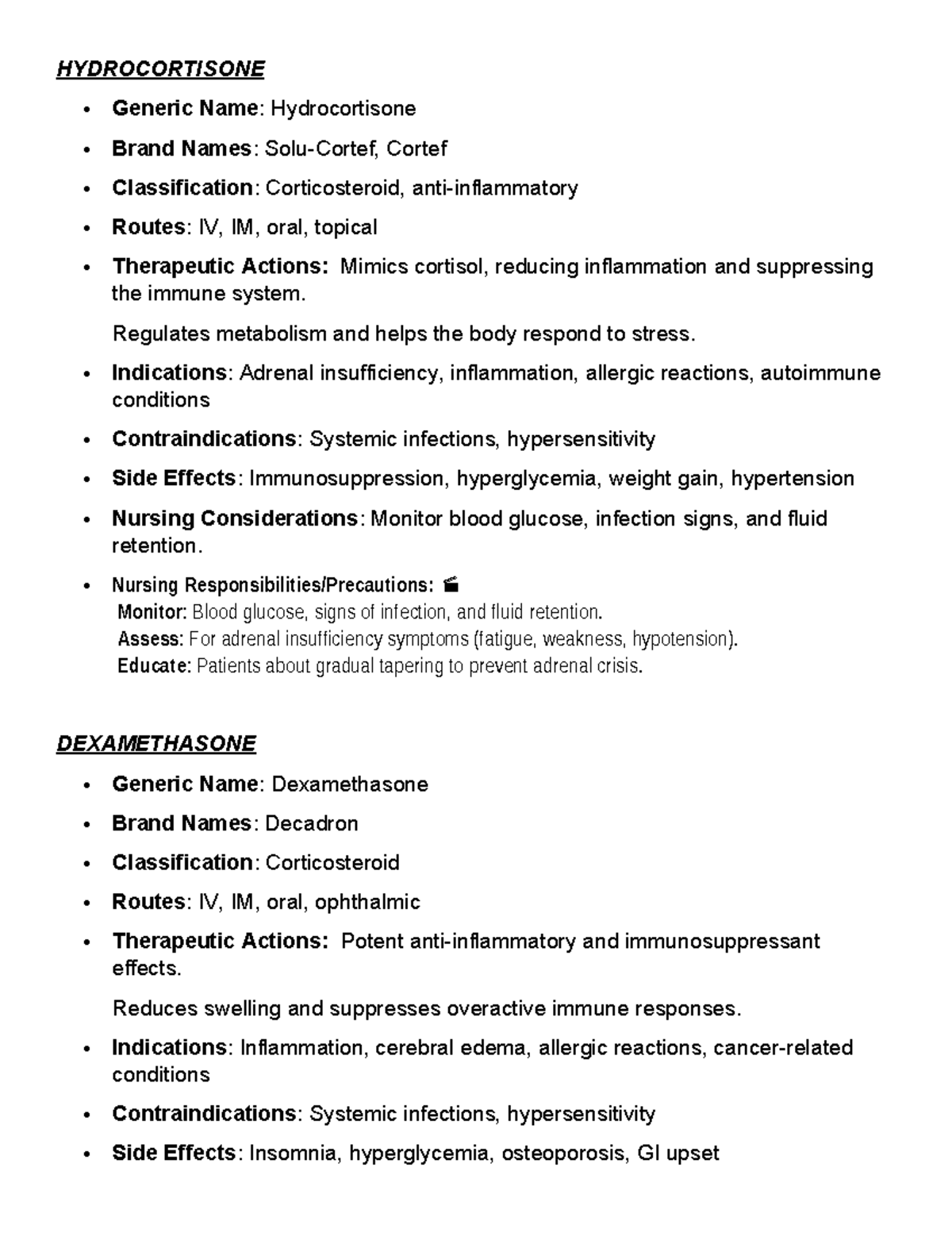 MS 2 RLE TERM 1 DRUG Study - HYDROCORTISONE Generic Name ...