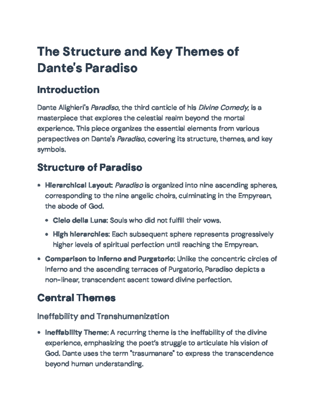 Dante's Paradiso: Structure, Themes, and Key Symbols Analysis - The ...
