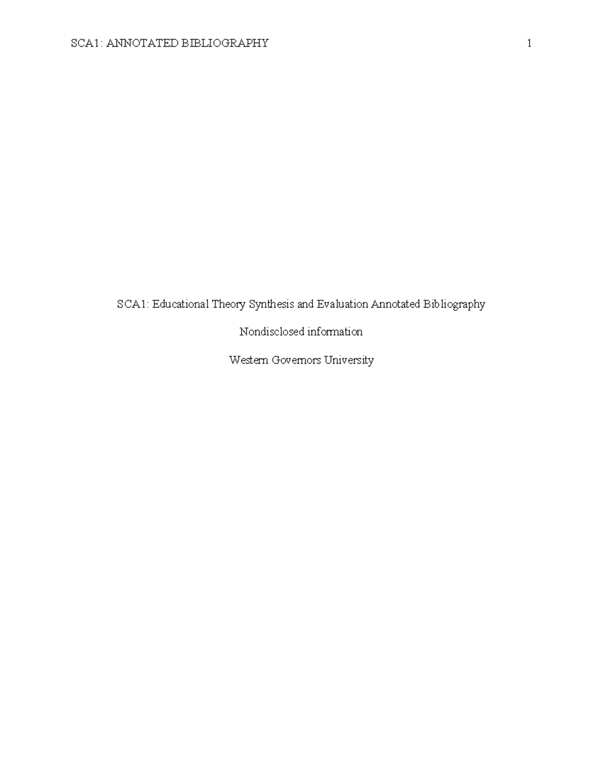 Annotated bibliography - SCA1: Educational Theory Synthesis and ...