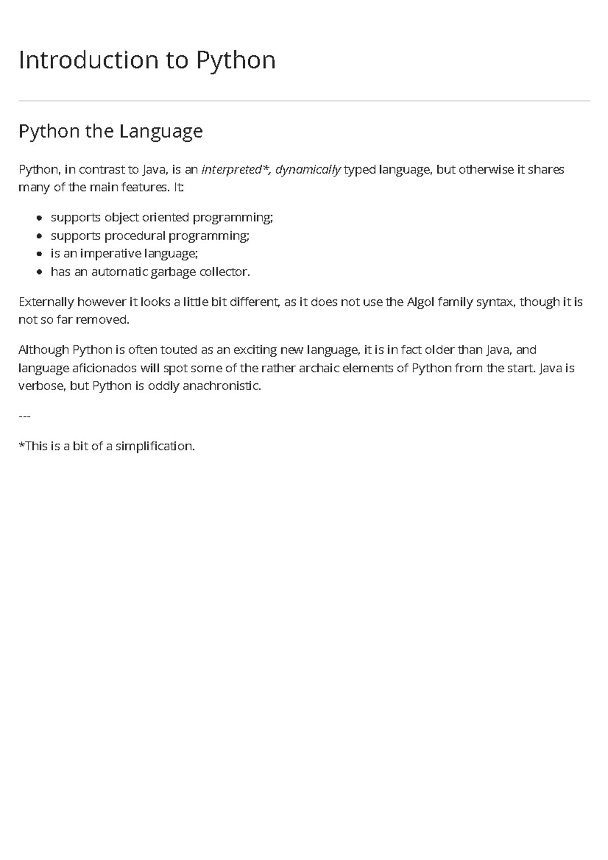 Introduction to Python Programming: Basics, Syntax, and Features - Studocu