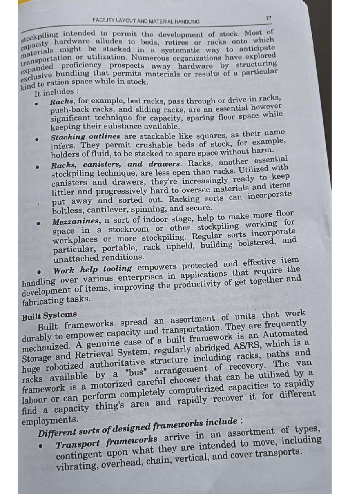 FACILITY LAYOUT & MATERIAL HANDLING - ASSIGNMENT 3 NOTES - Studocu