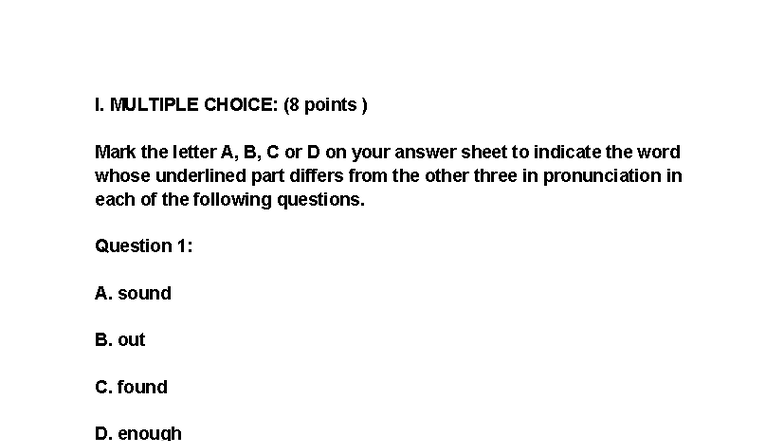 MCQ Practice Questions and Writing Tasks for English 101 - Studocu