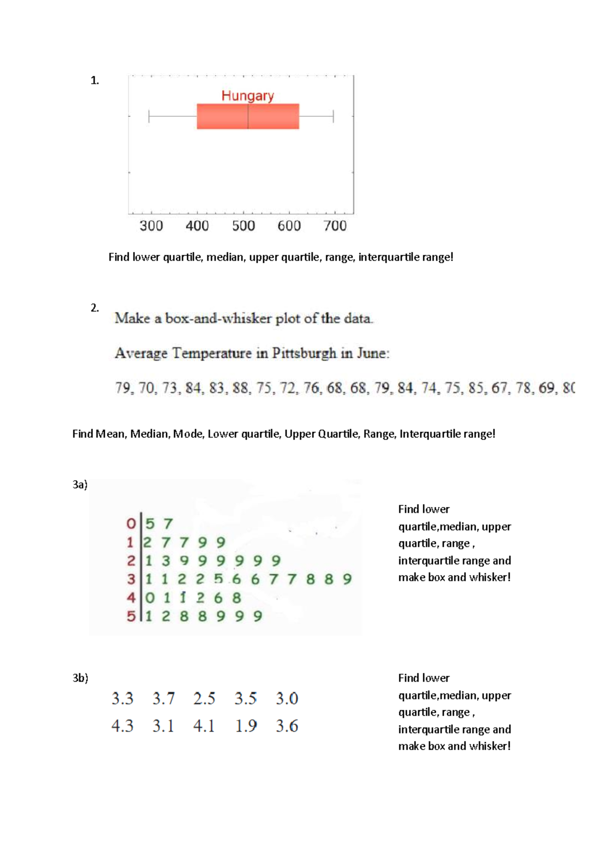 Math Statistics G10: Quartiles, Averages, and Box Plots Analysis - Studocu